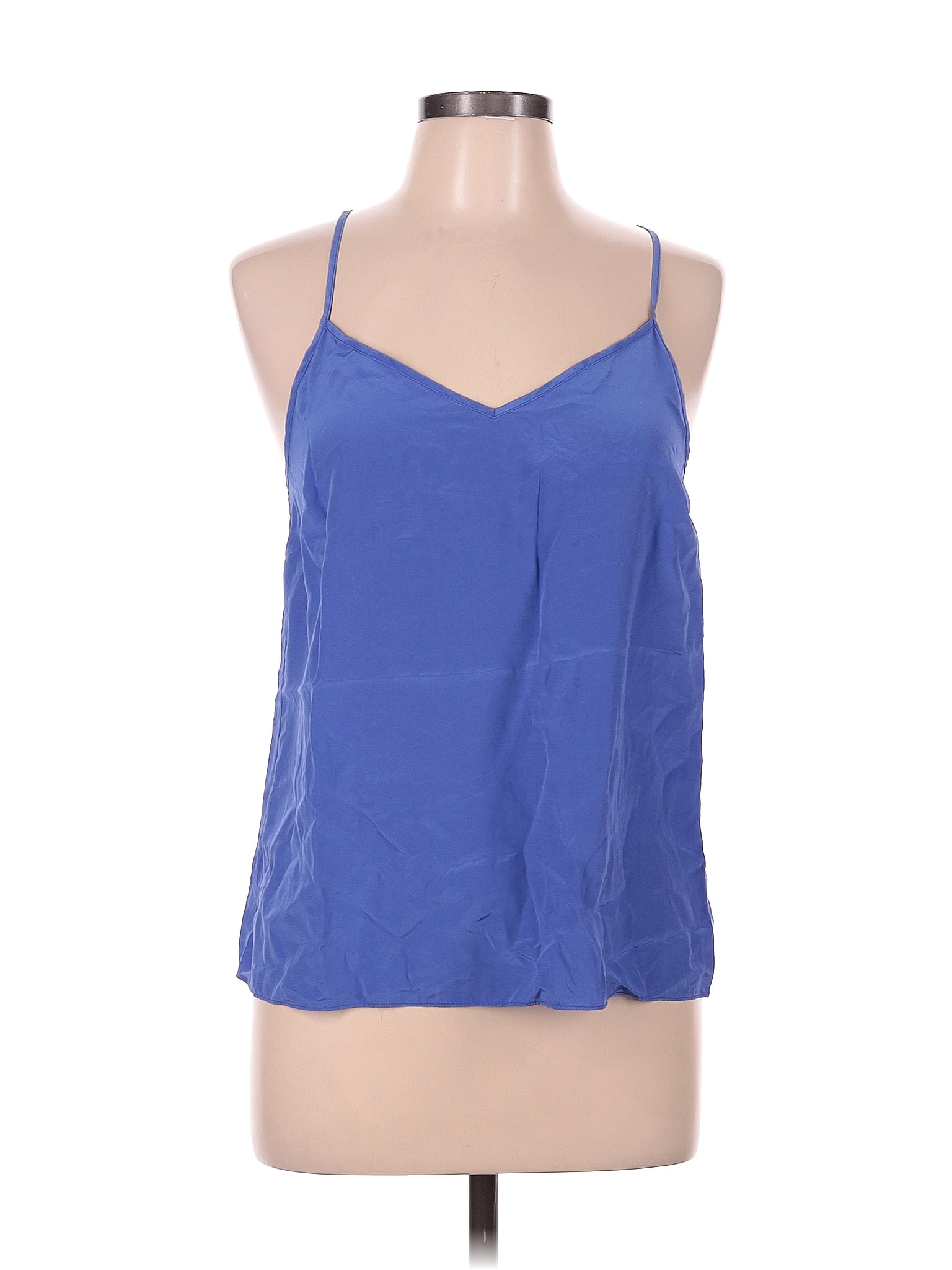 Lilly Pulitzer 100 Silk Solid Blue Sleeveless Silk Top Size M 72
