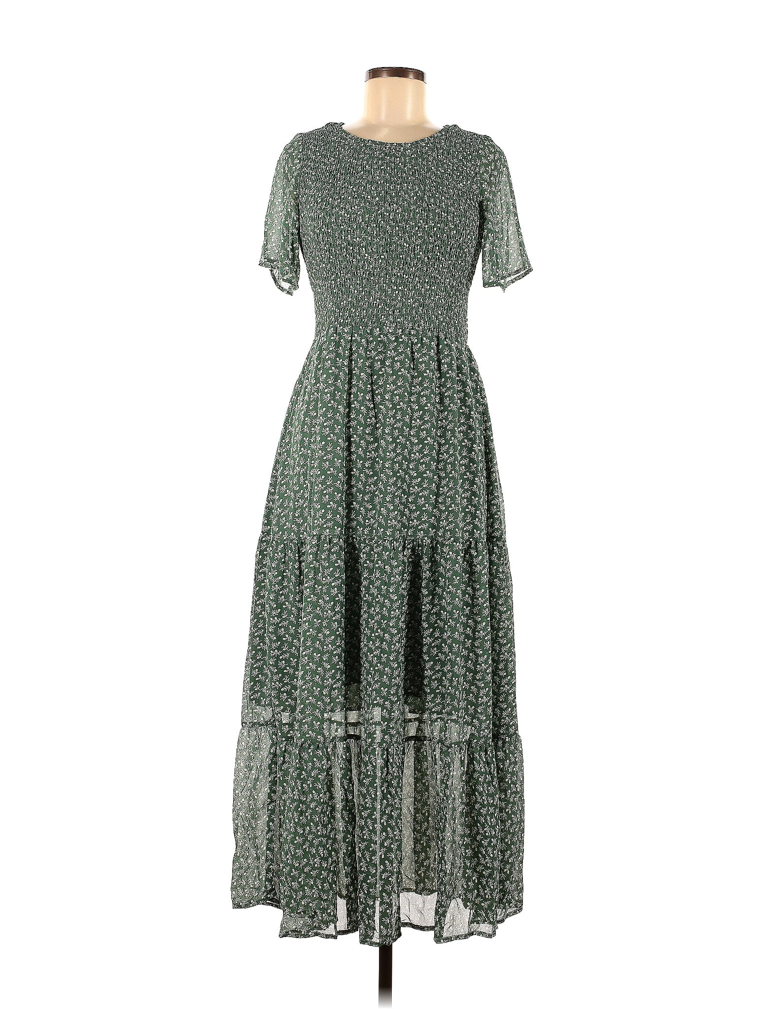 Fashion 100% Polyester Multi Color Green Casual Dress Size M - 64% off ...