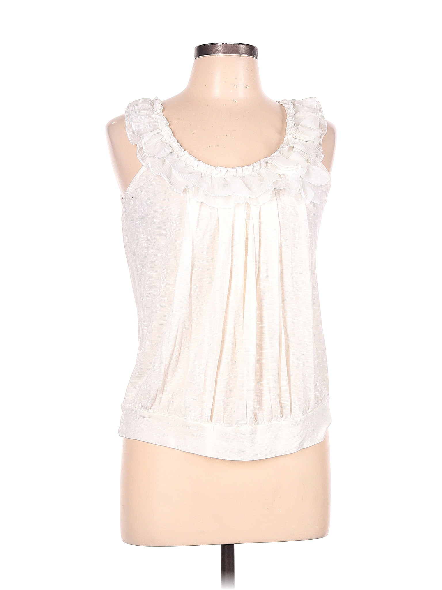 Mine 100 Polyester Solid Ivory Sleeveless Top Size L 37 Off Thredup