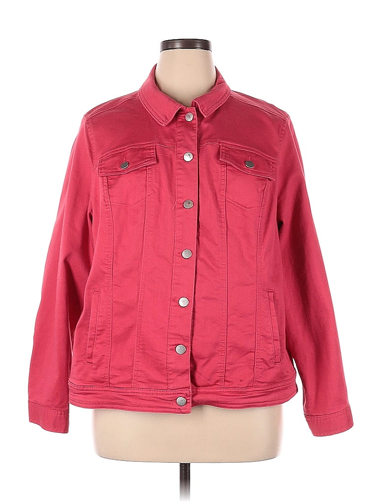 Westport Solid Pink Red Denim Jacket Size 1X (Plus) - 47% off | thredUP