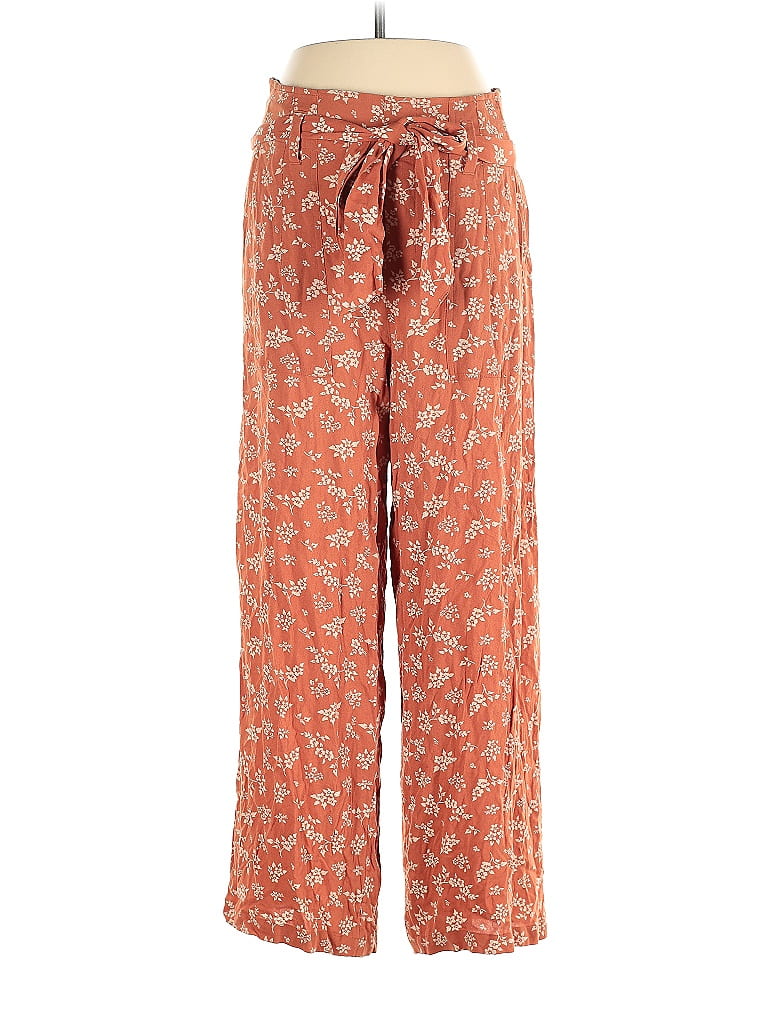 American Eagle Outfitters 100 Viscose Floral Orange Casual Pants Size