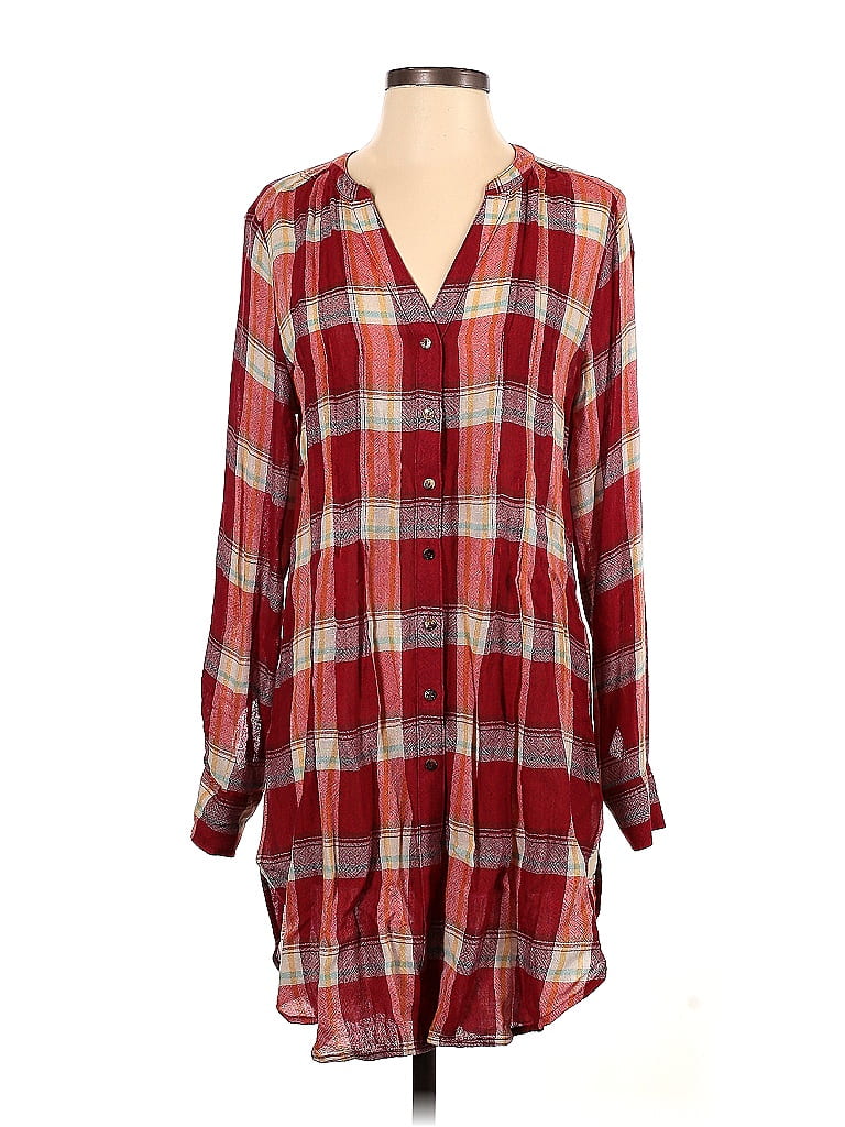 Akemi + Kin Plaid Burgundy Long Sleeve Blouse Size S - 69% off | thredUP