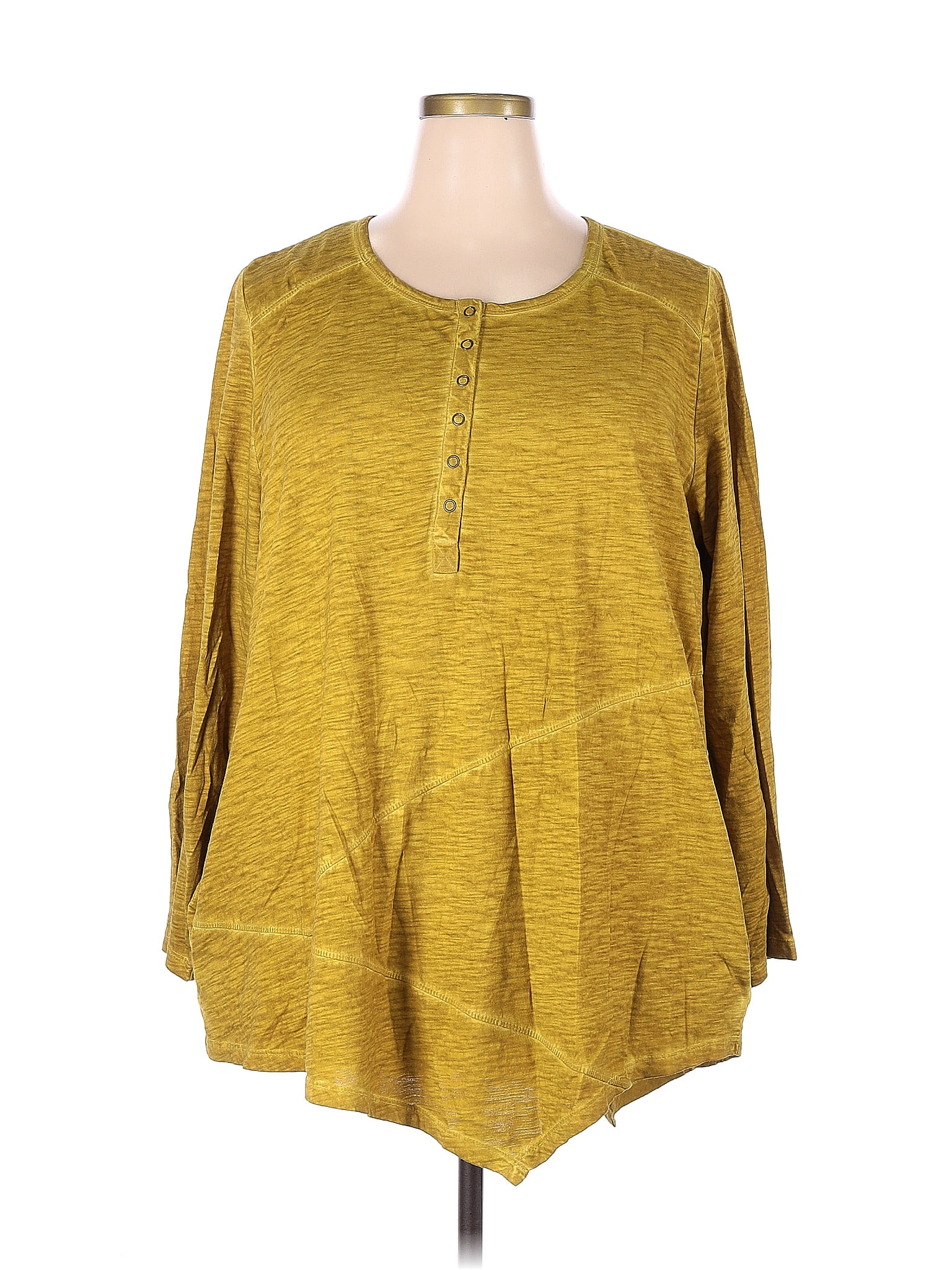 Logo By Lori Goldstein 100 Cotton Yellow Long Sleeve Blouse Size 2x