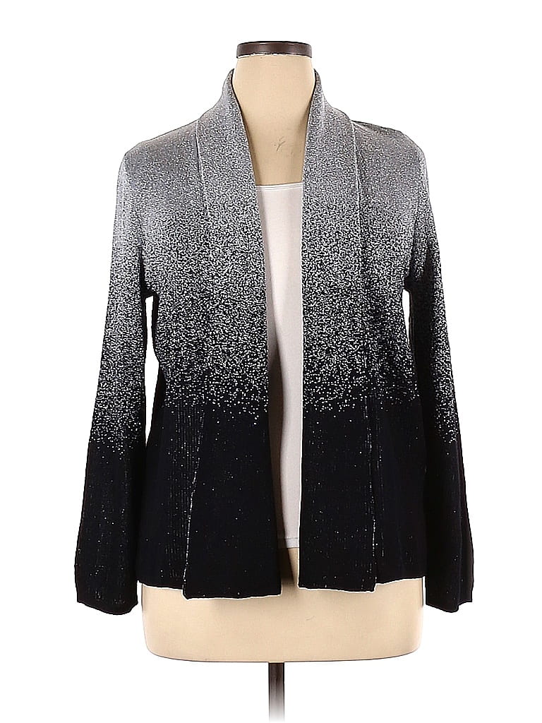Ruby Rd. Color Block Silver Cardigan Size XL - 71% off | thredUP