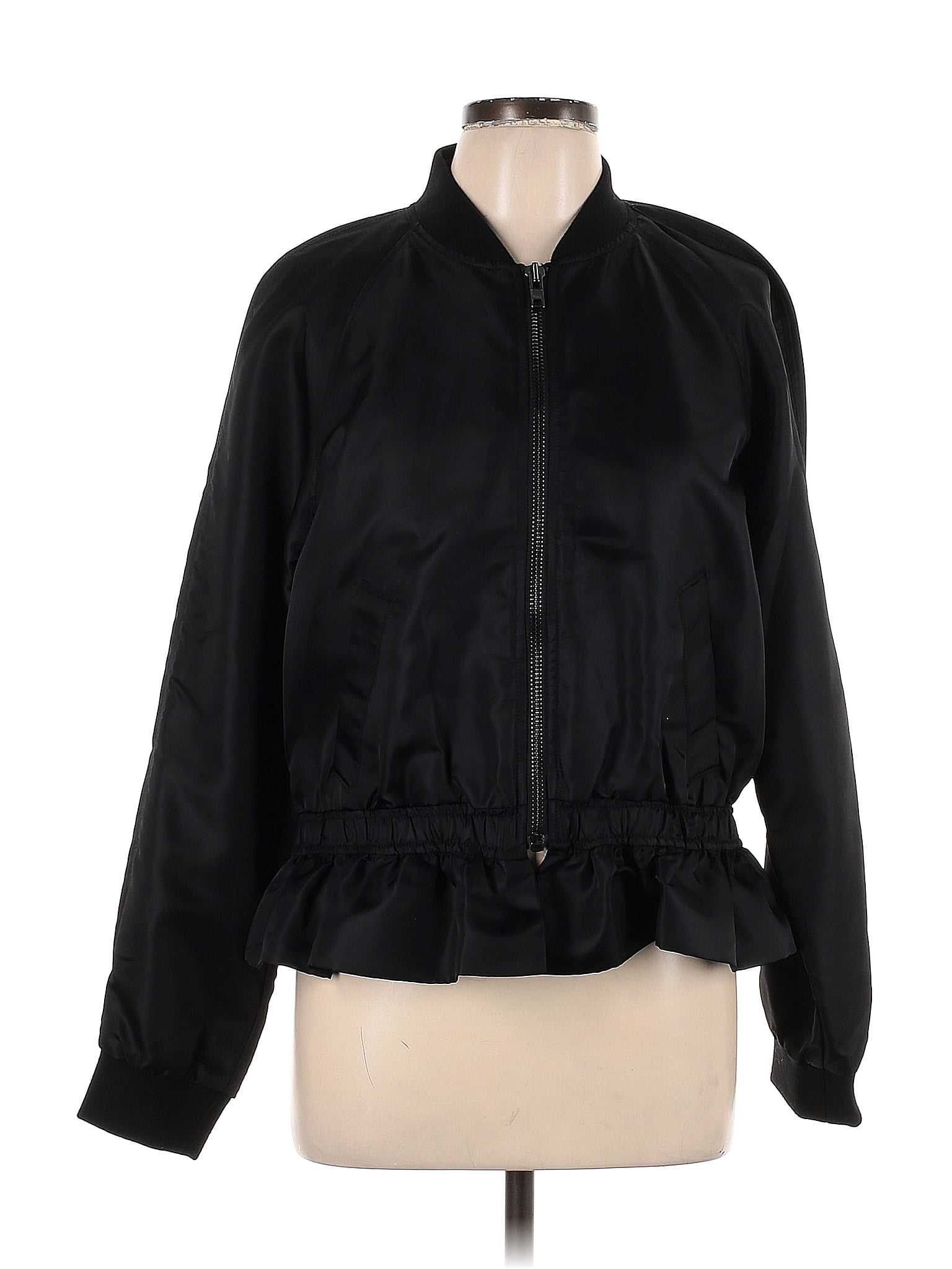 FRAME Denim 100% Nylon Solid Black Jacket Size L - 79% off | thredUP