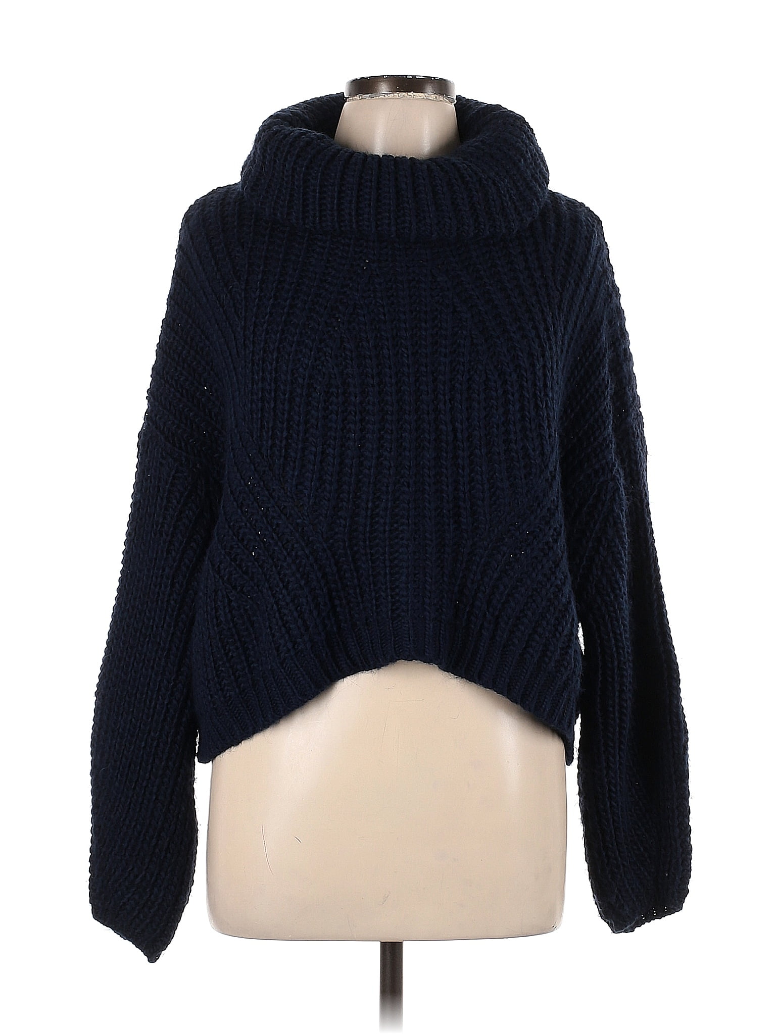 Venti6 100% Acrylic Color Block Solid Blue Turtleneck Sweater Size L ...