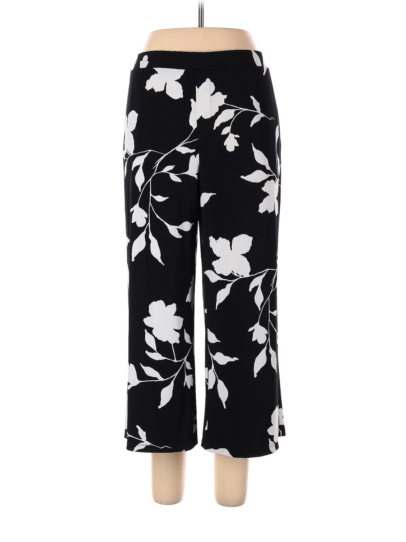 Susan Graver Floral Black Dress Pants Size L - 66% off | thredUP