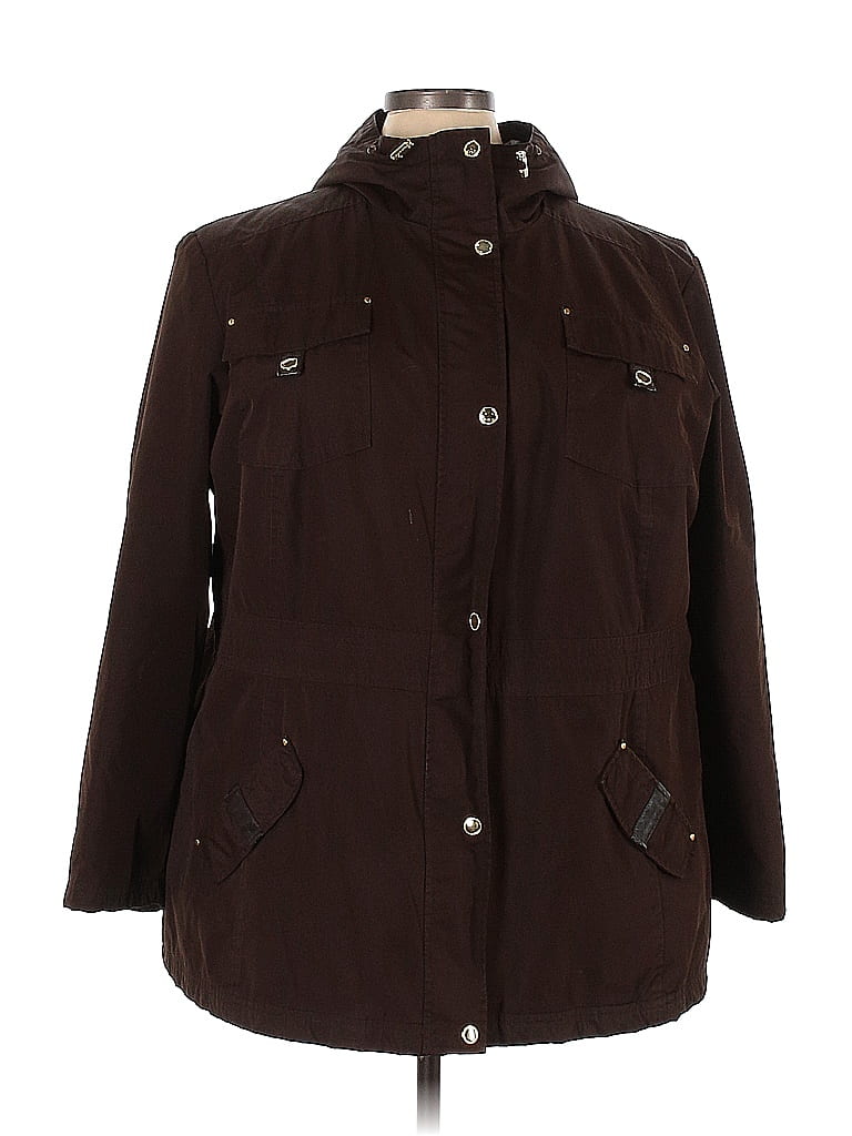 DressBarn 100% Polyester Solid Brown Jacket Size 22 - 24 (Plus) - 57% ...