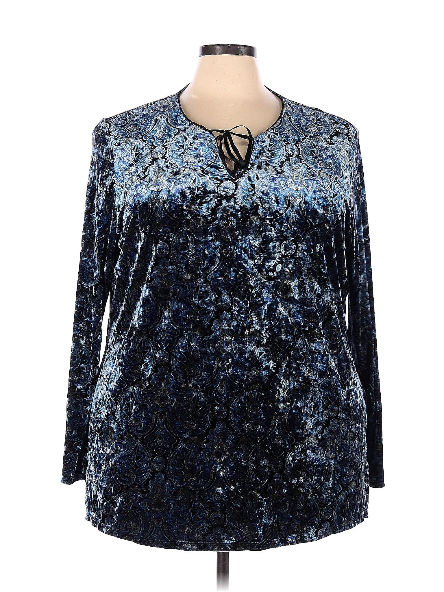 Venezia Floral Multi Color Blue Long Sleeve Top Size 26 (Plus) - 62% ...