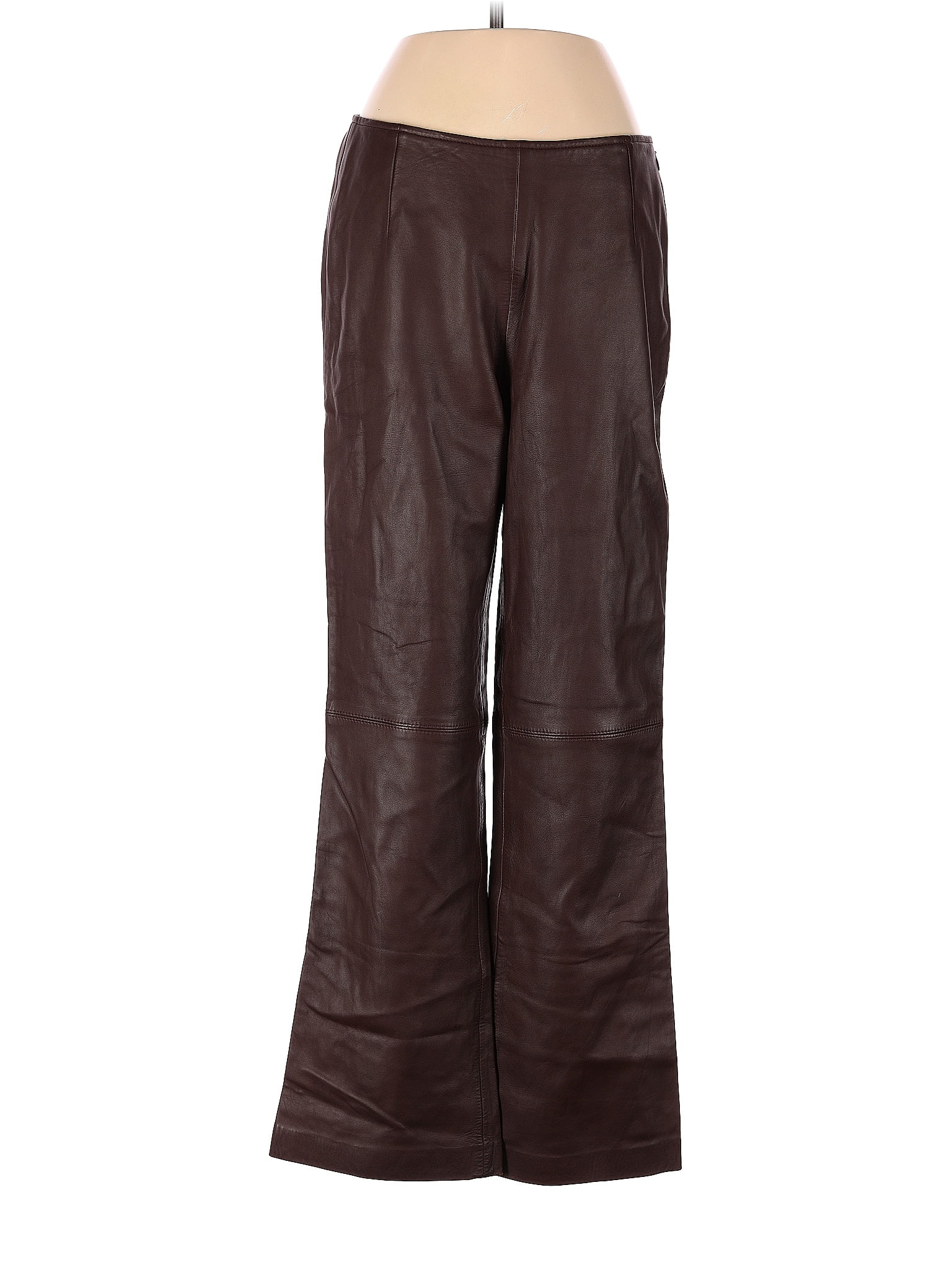 Escada 100% Lamb Nappa Solid Brown Faux Leather Pants Size 36 (EU) - 82 ...