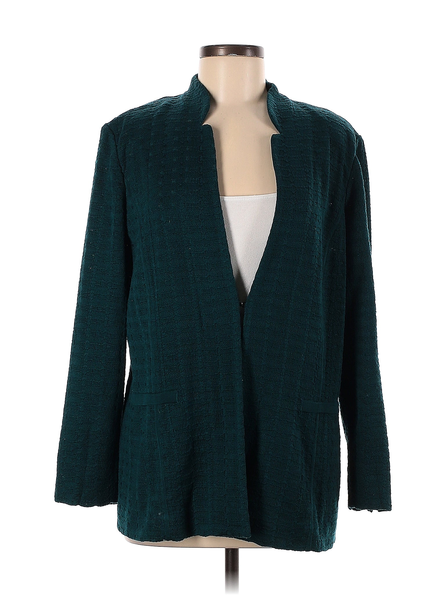 misook Color Block Solid Blue Teal Cardigan Size L - 78% off | thredUP