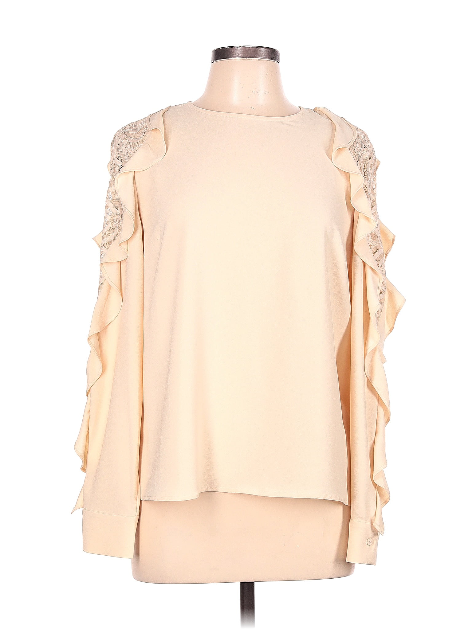 Wish Tan Ivory Long Sleeve Blouse Size L 72 Off Thredup