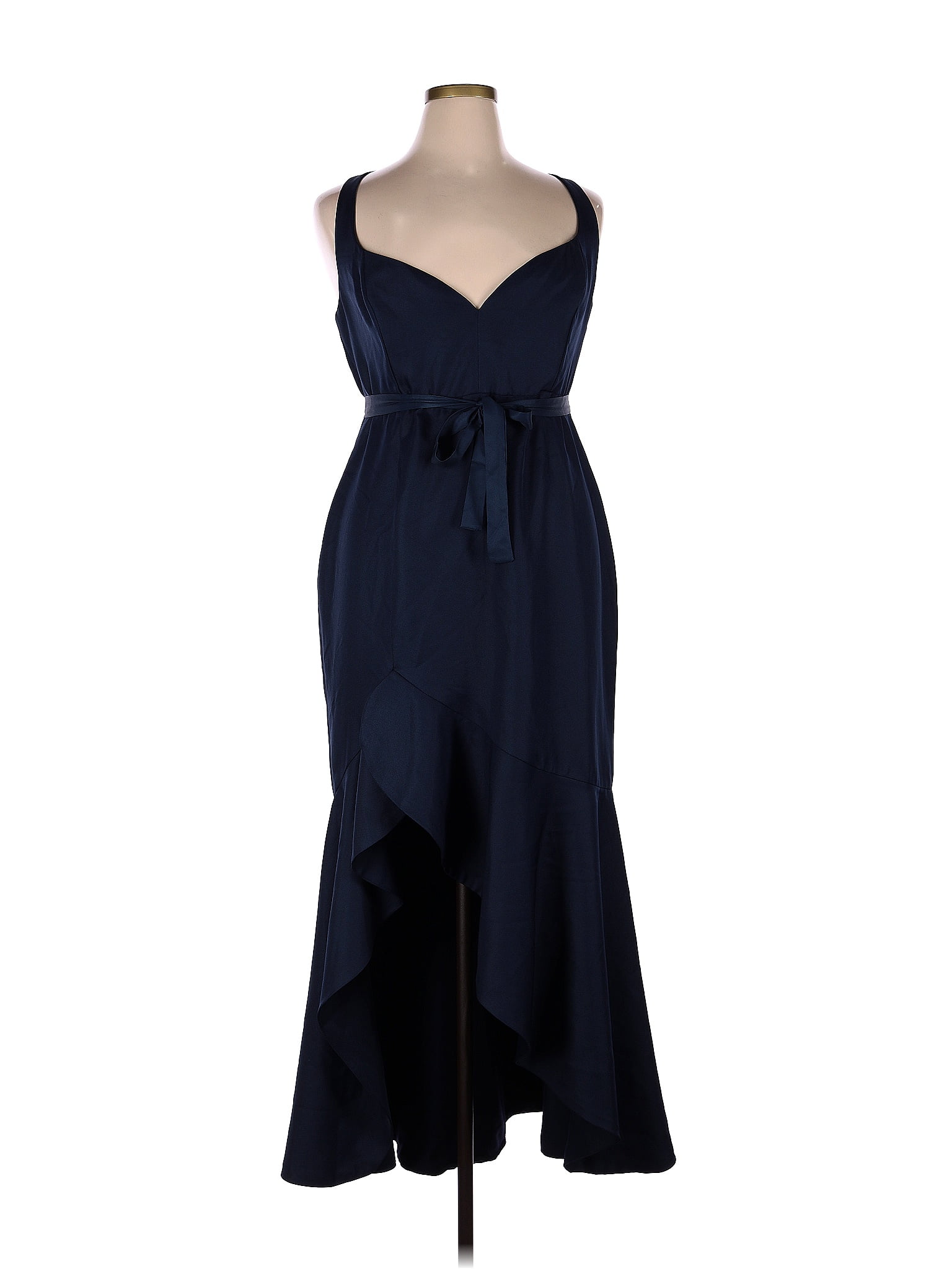 Fame And Partners 100 Polyester Solid Navy Blue Cocktail Dress Size 16