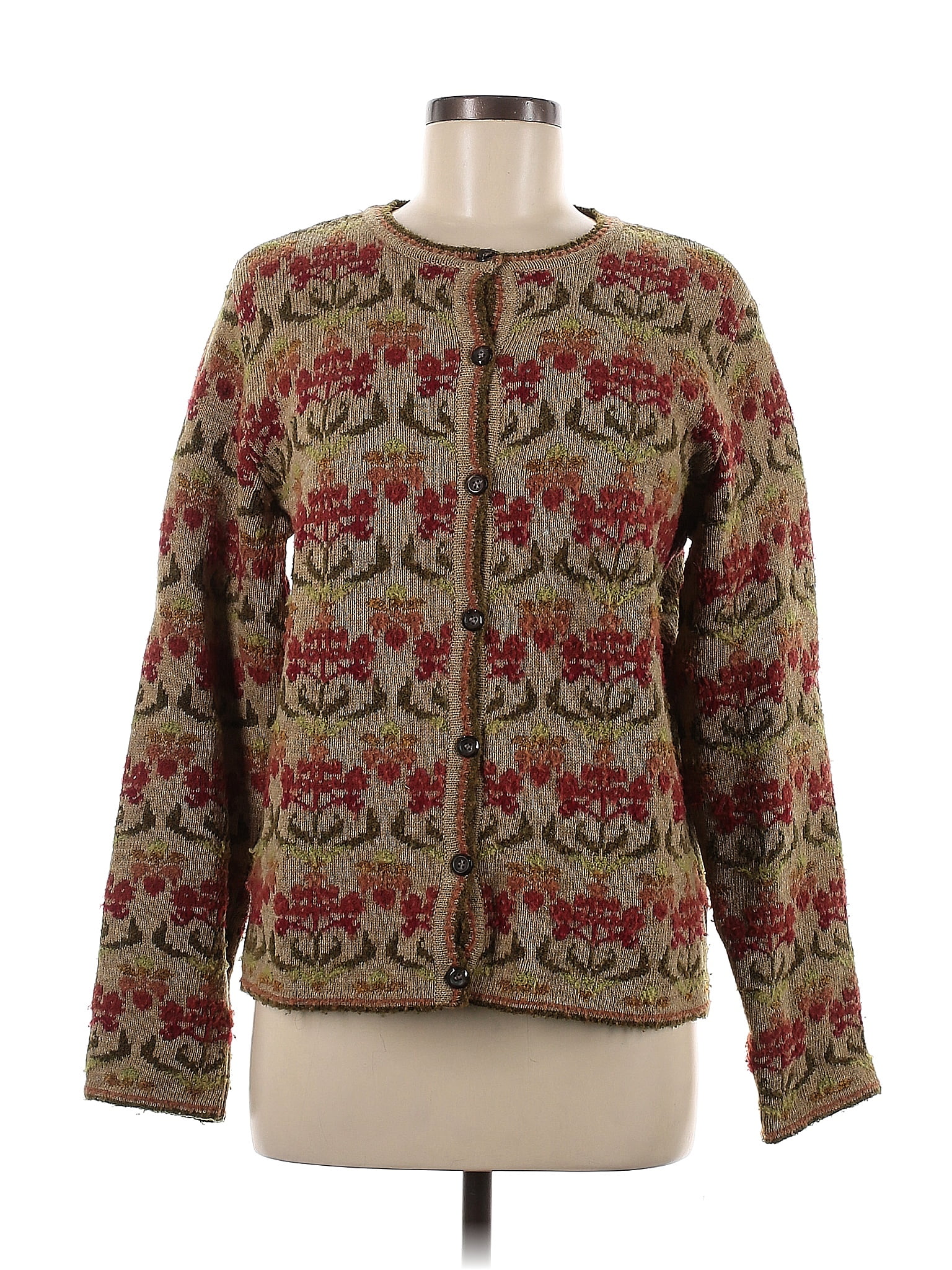 Talbots Color Block Brown Wool Cardigan Size M - 75% off | thredUP