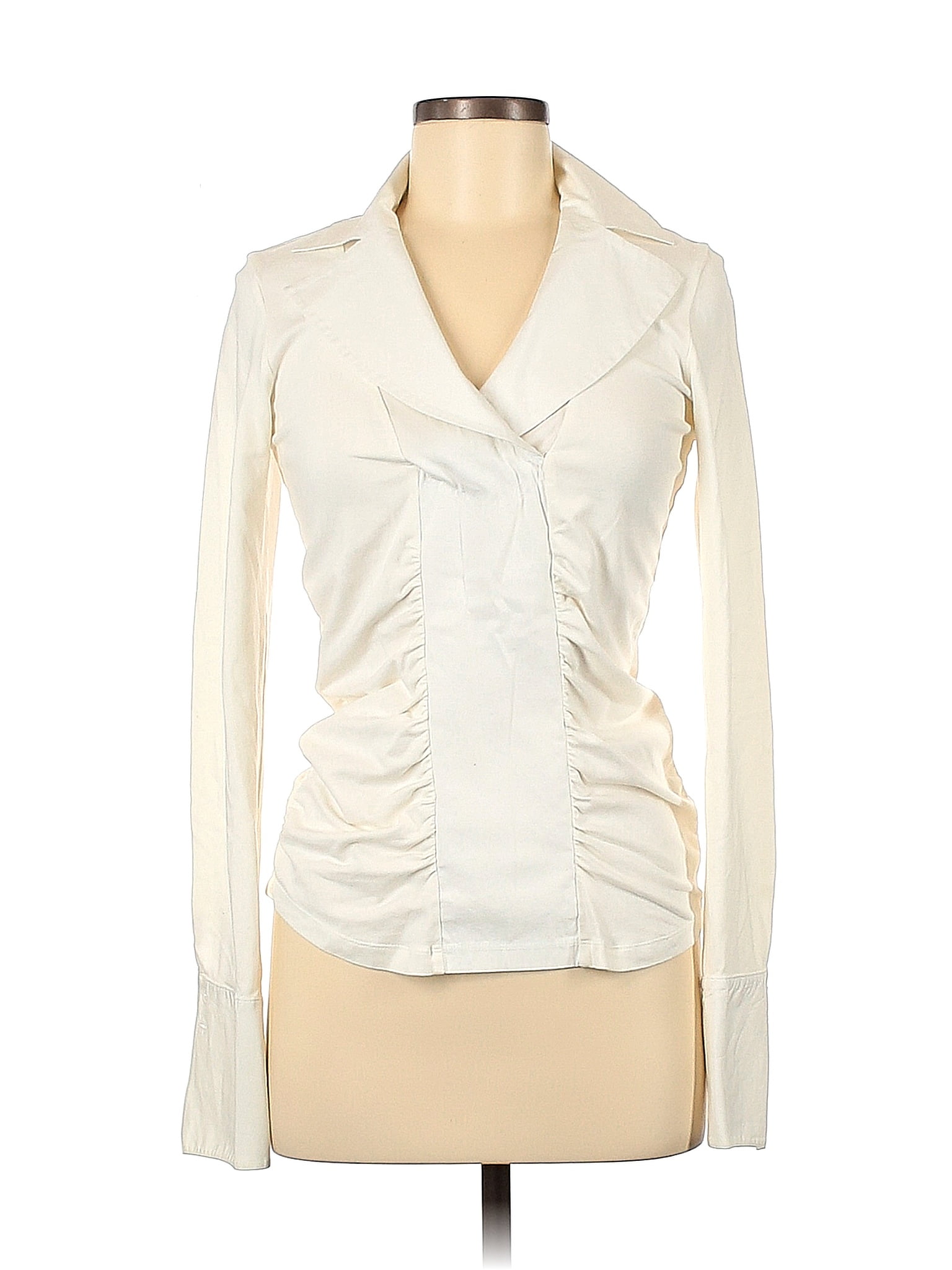 Cabi Solid Ivory Long Sleeve Blouse Size M 67 Off Thredup