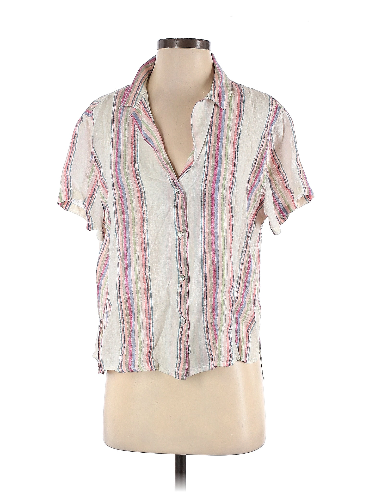 Rails Stripes White Short Sleeve Button Down Shirt Size S 77 Off