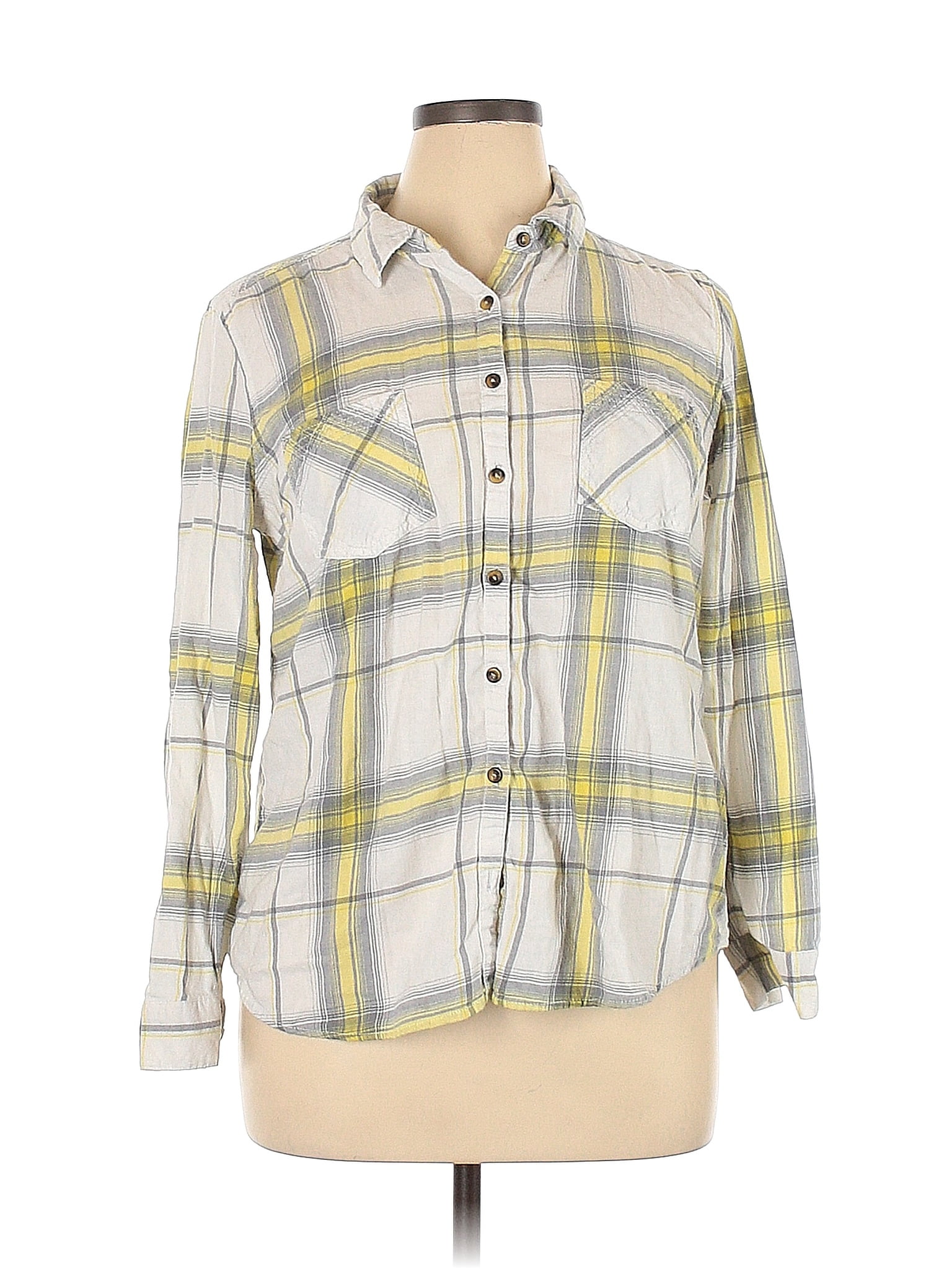 Maurices 100% Cotton Plaid Yellow White Long Sleeve Button-Down Shirt Size 1X (Plus) - 65% off ...