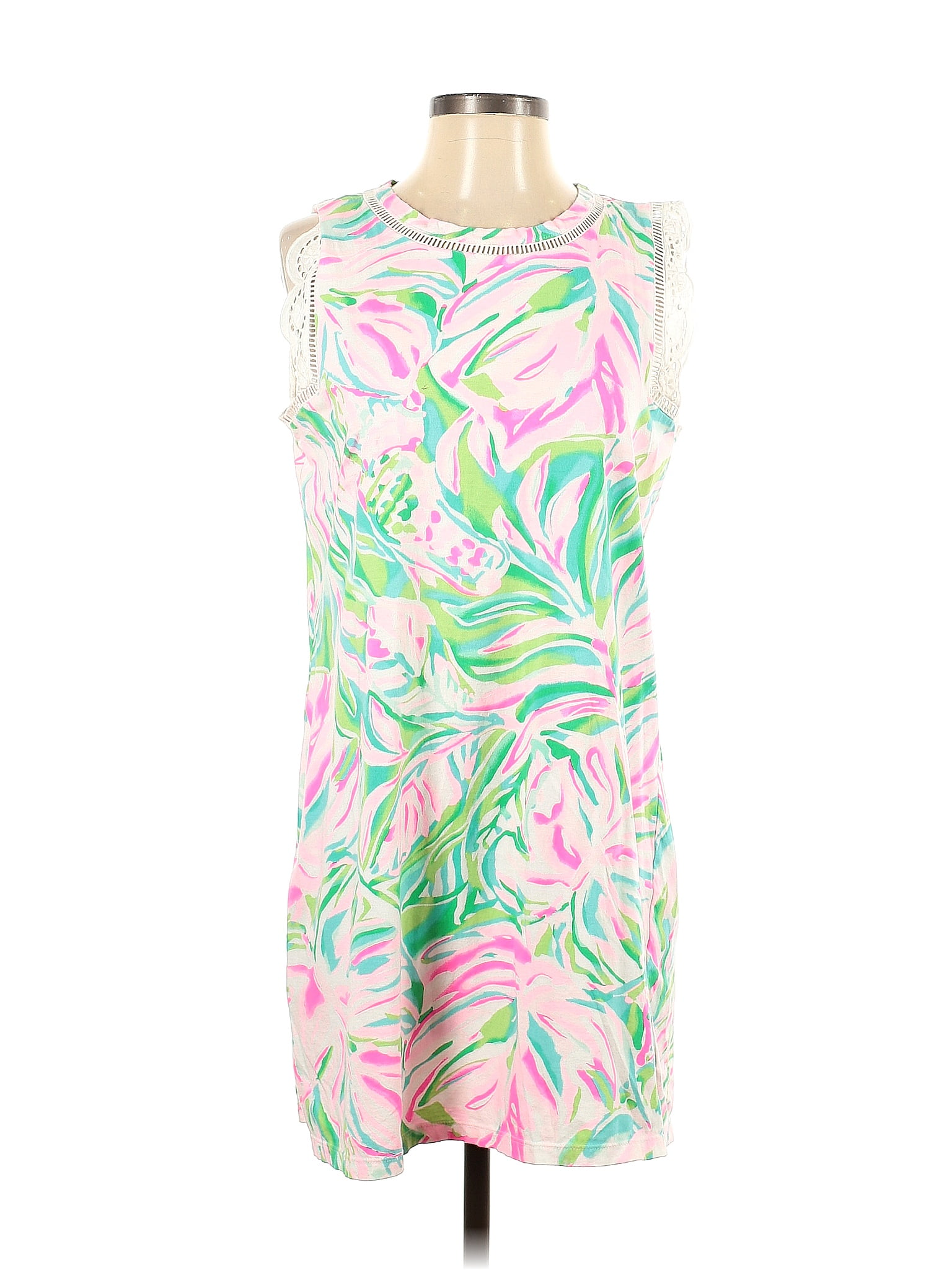 Lilly Pulitzer 100 Cotton Multi Color Green Casual Dress Size M 63