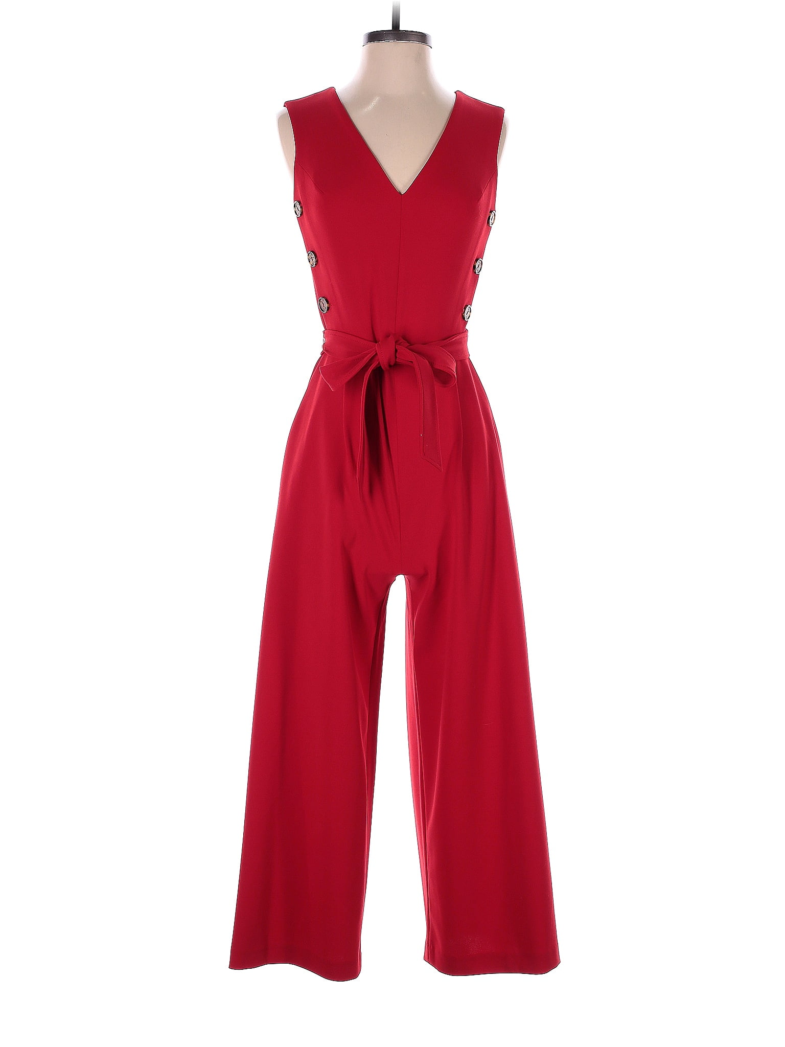 Calvin Klein Solid Red Jumpsuit Size 2 54 Off Thredup