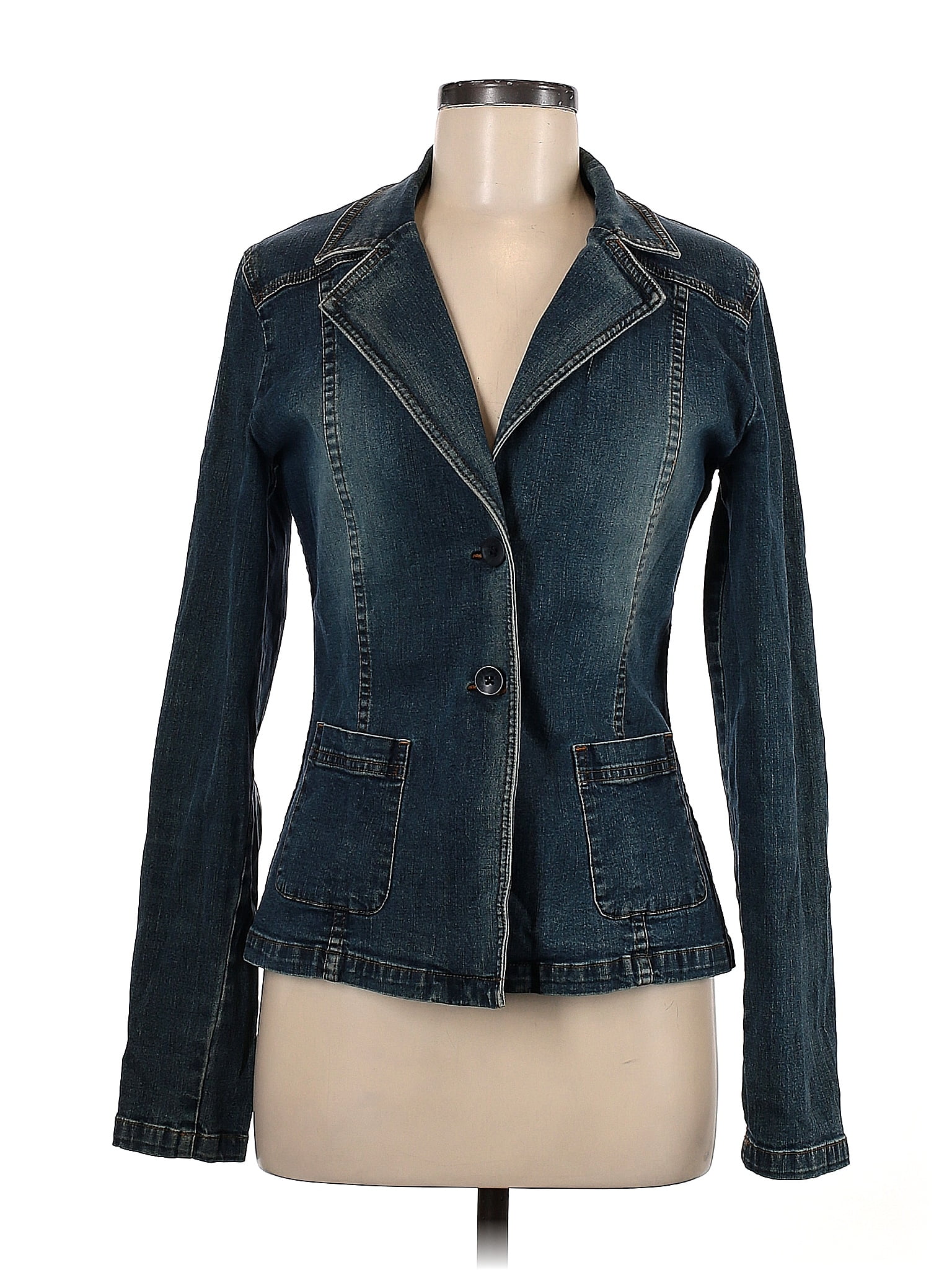 Halogen Solid Teal Blue Denim Jacket Size M 75 Off Thredup