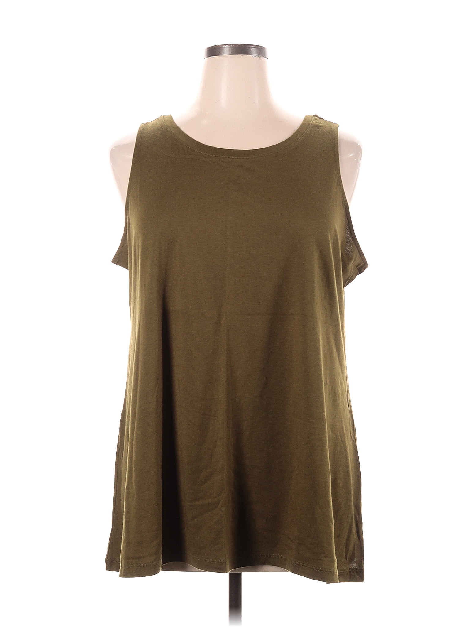 Logo By Lori Goldstein Solid Green Brown Sleeveless Top Size 1x Plus