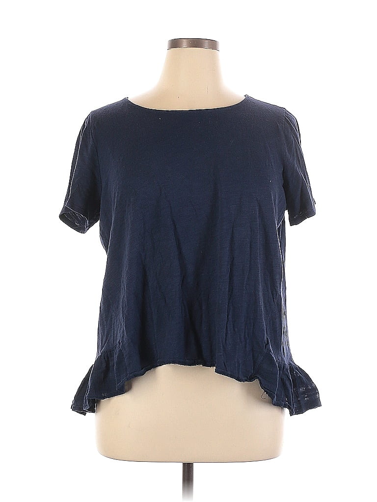 Assorted Brands Blue Short Sleeve Blouse Size 1x Plus 55 Off Thredup