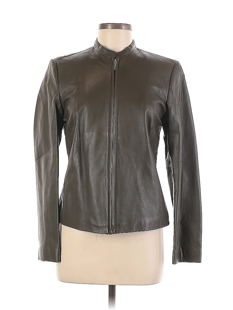 Ann Taylor 100% Leather Solid Brown Leather Jacket Size M - 76% off | thredUP