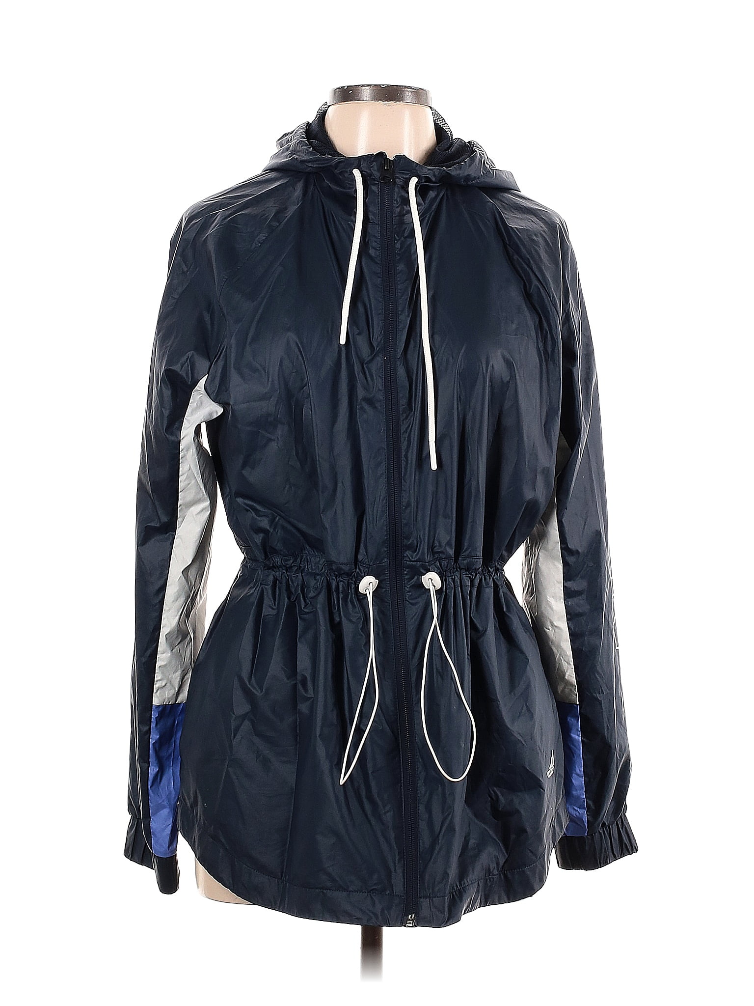 Adidas 100% Polyester Solid Navy Blue Track Jacket Size L - 54% off ...