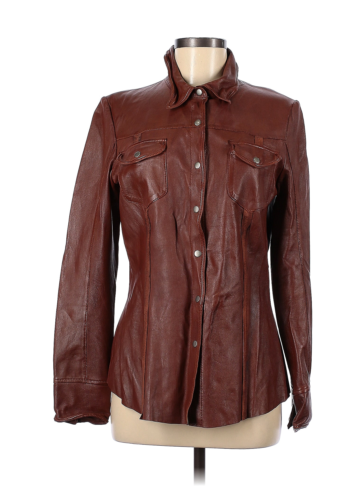 Jakett New York 100% Leather Solid Brown Leather Jacket Size M - 81% off | thredUP