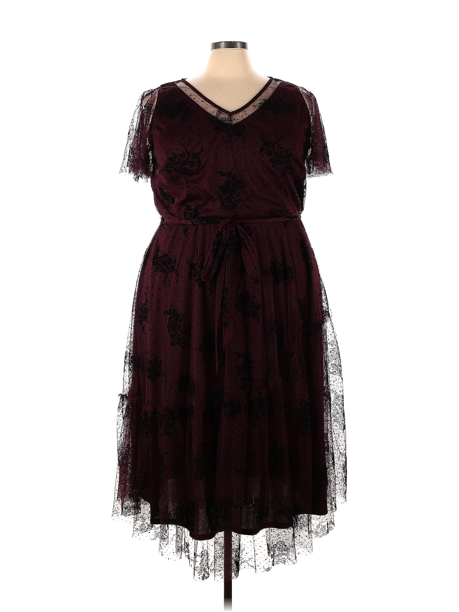 Lane Bryant 100% Polyester Burgundy Casual Dress Size 22 (Plus) - 61% ...