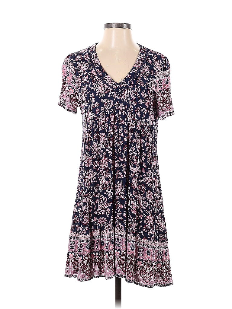Knox Rose 100 Rayon Floral Multi Color Blue Casual Dress Size Xs 32