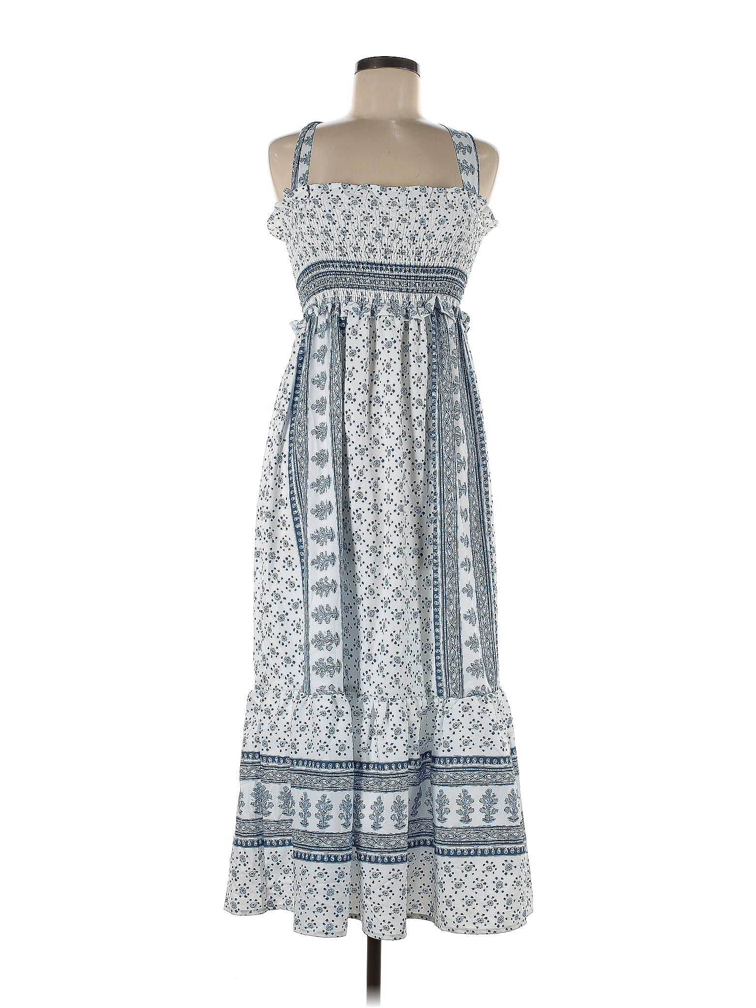 Assorted Brands 100 Polyester Multi Color Blue Casual Dress Size M