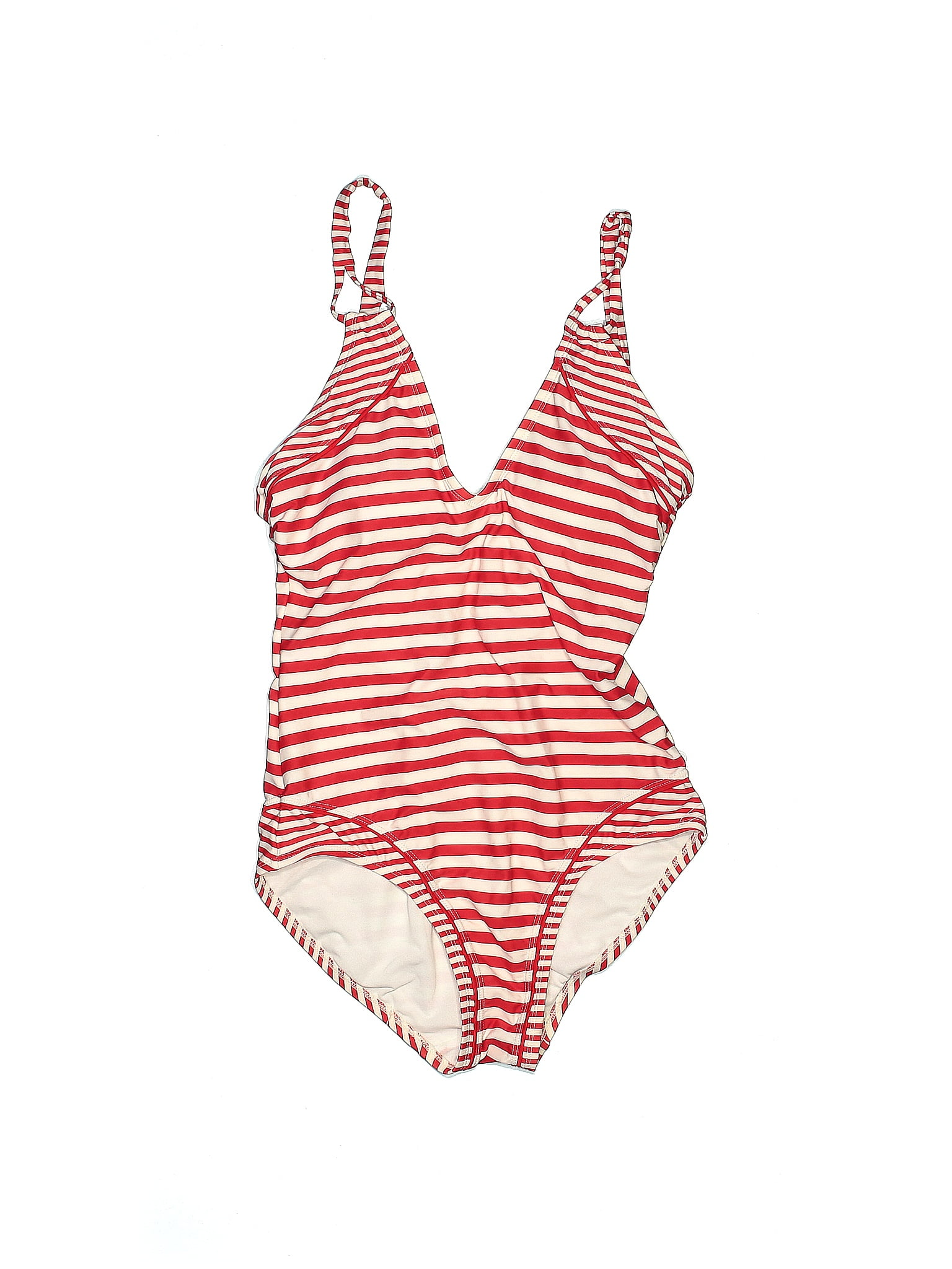 Kona Sol 100% Polyester Stripes Multi Color Red One Piece Swimsuit Size ...