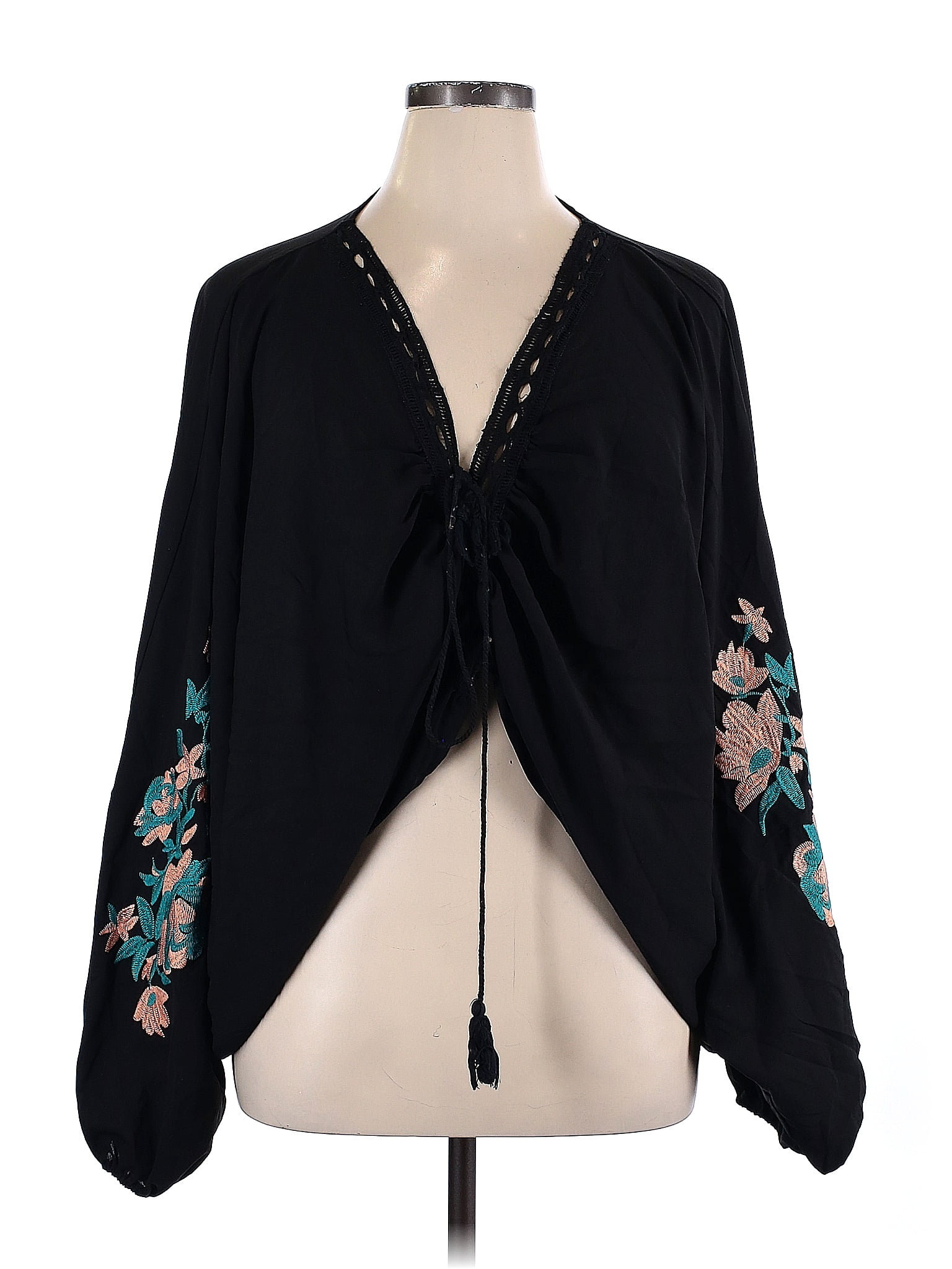 Shein 100% Polyester Floral Black Long Sleeve Blouse Size XL - 50% off ...