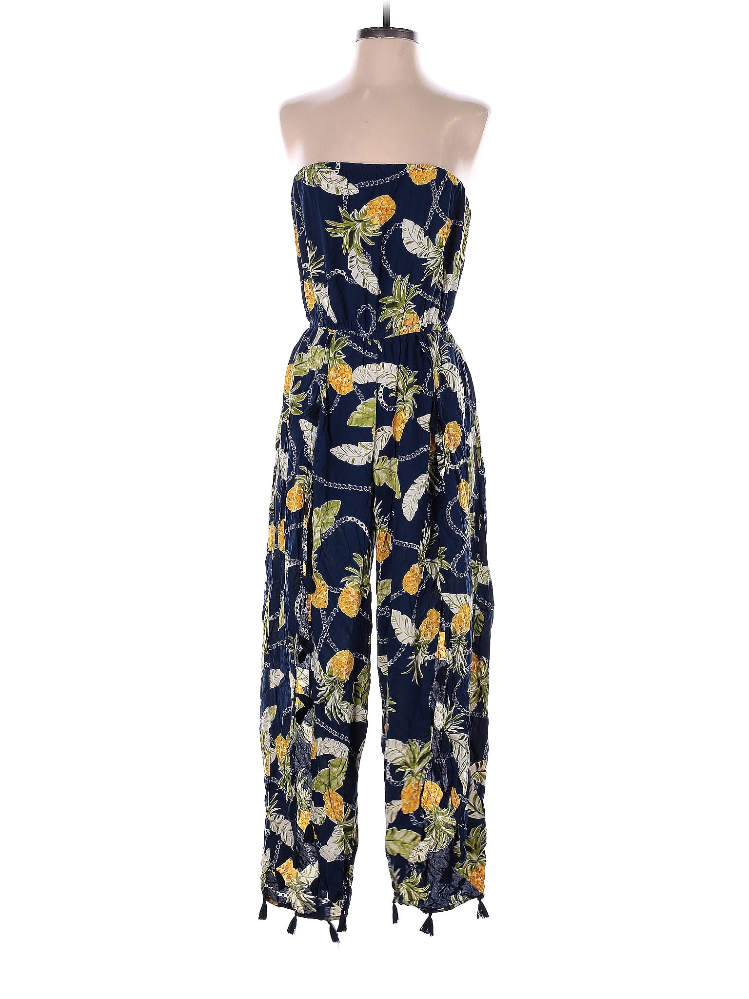 Blue Island 100% Rayon Floral Multi Color Blue Jumpsuit Size M - 50% ...