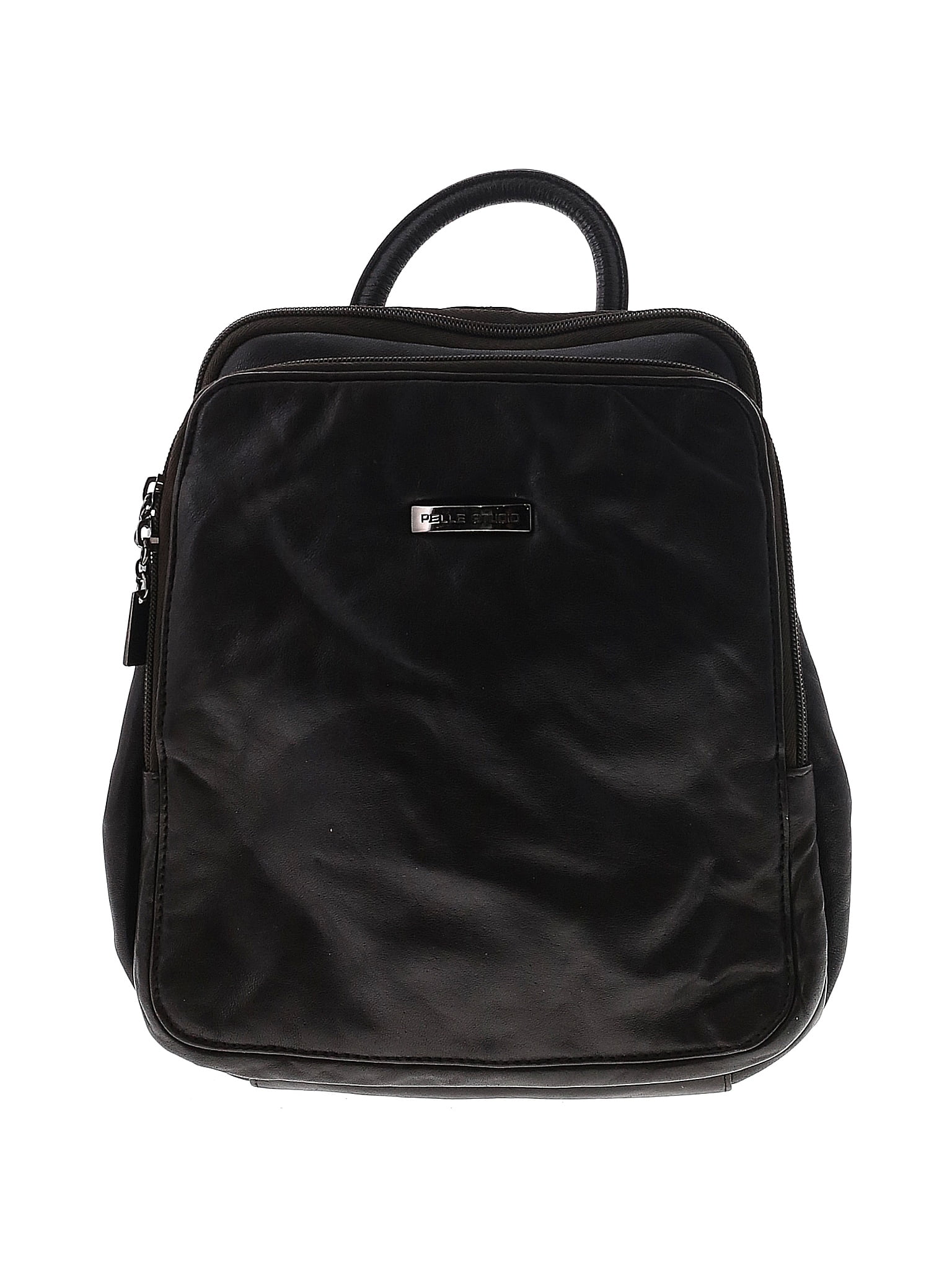 Pelle Studio 100% Leather Solid Black Burgundy Leather Backpack One ...