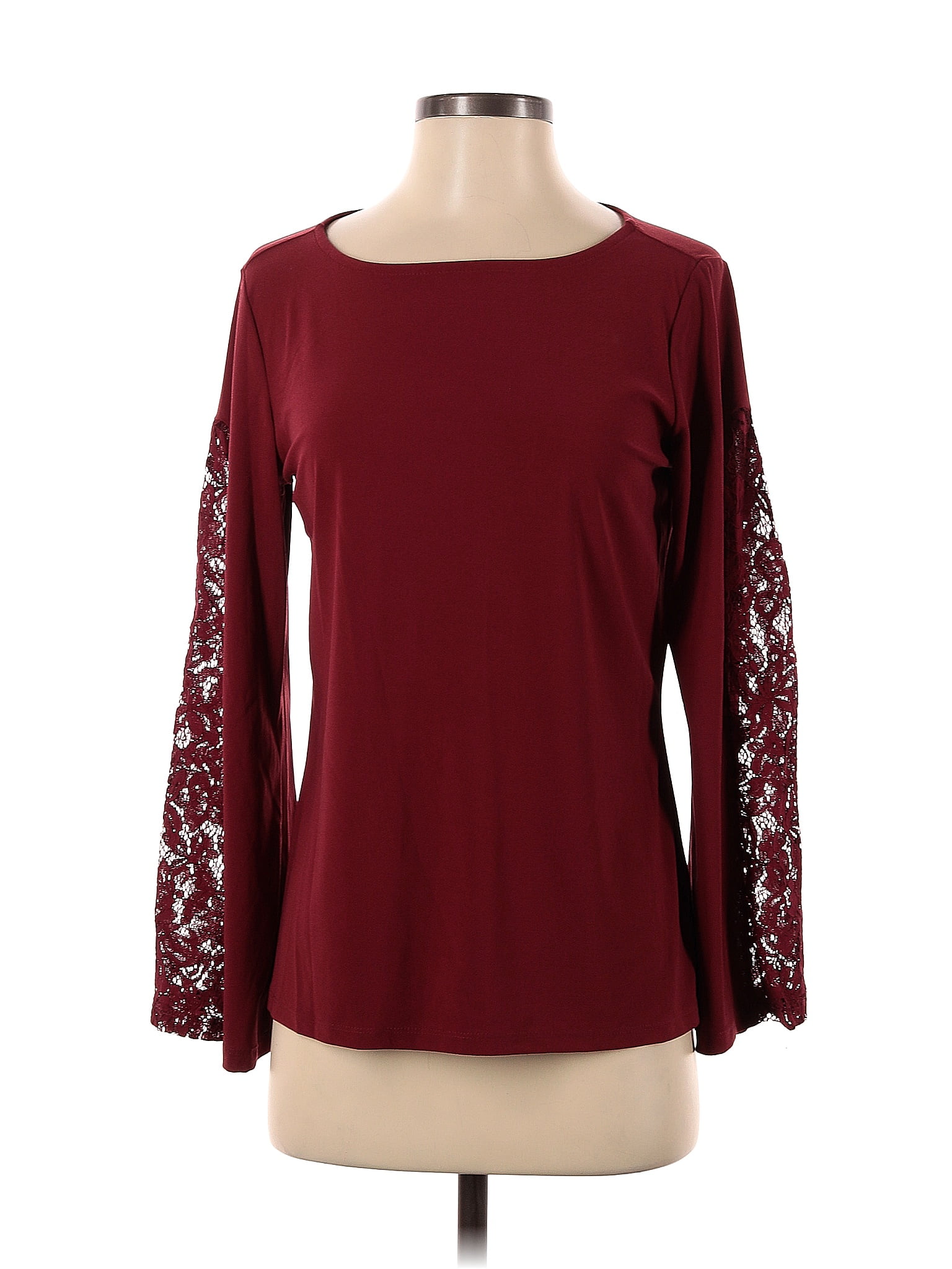 IMAN Floral Maroon Burgundy Long Sleeve Blouse Size S - 76% off | thredUP