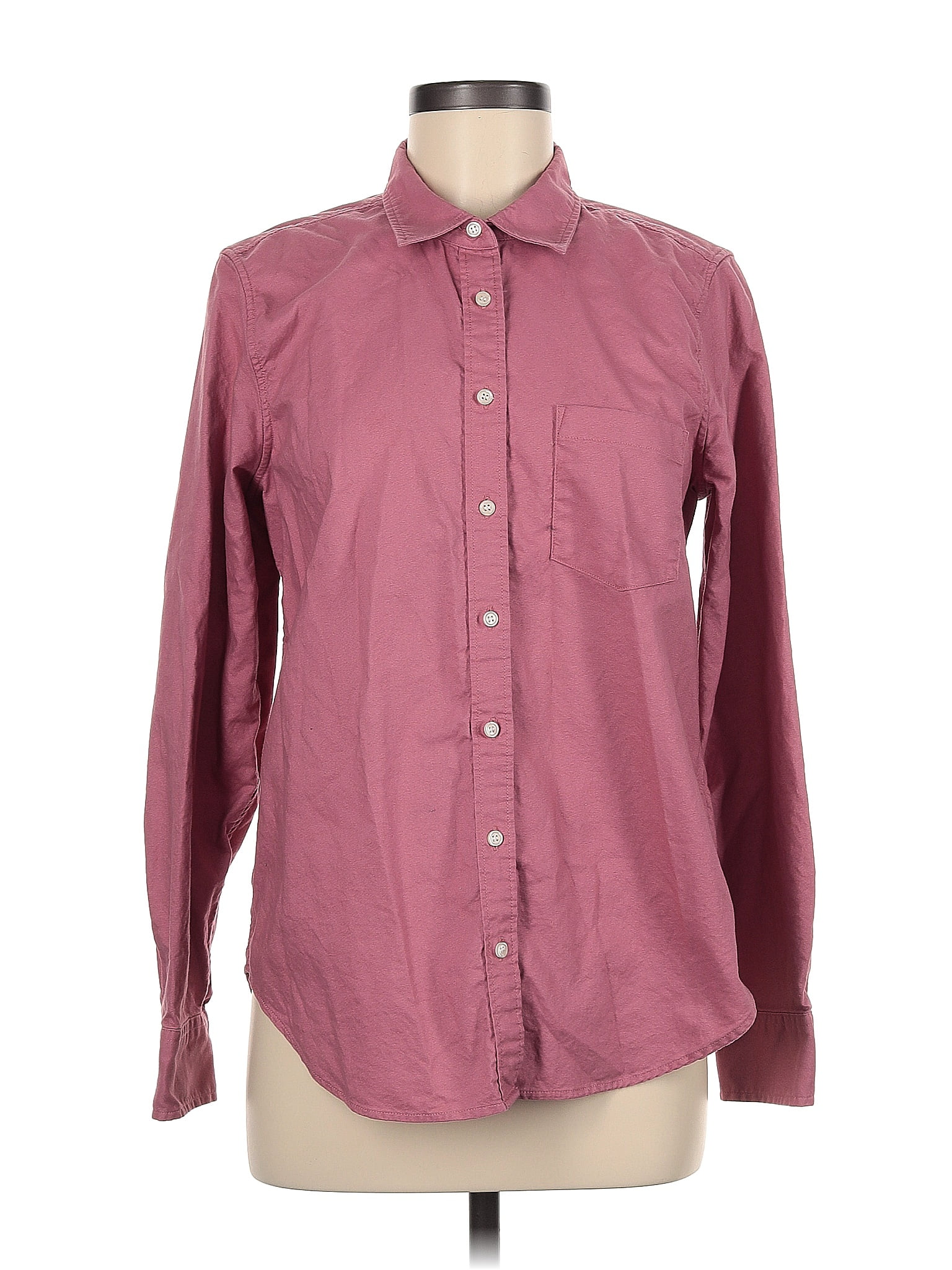 Gap 100 Cotton Checkered Gingham Burgundy Long Sleeve Button Down