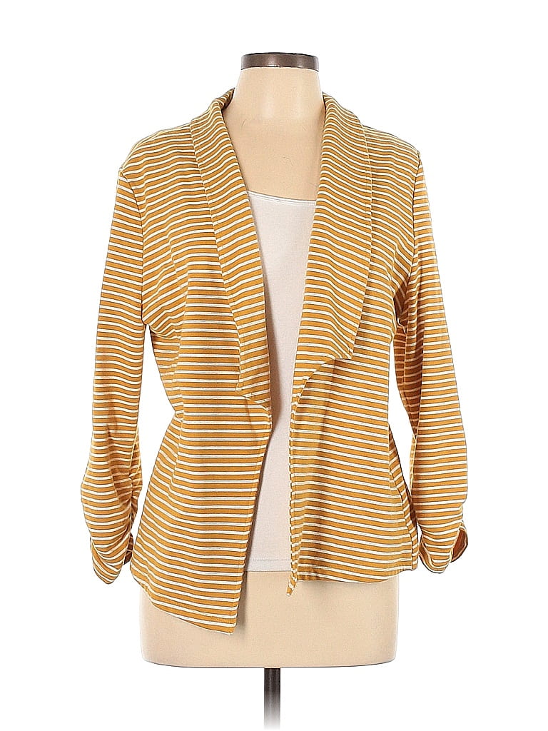 Doe & Rae Stripes Yellow Gold Blazer Size L - 70% off | thredUP