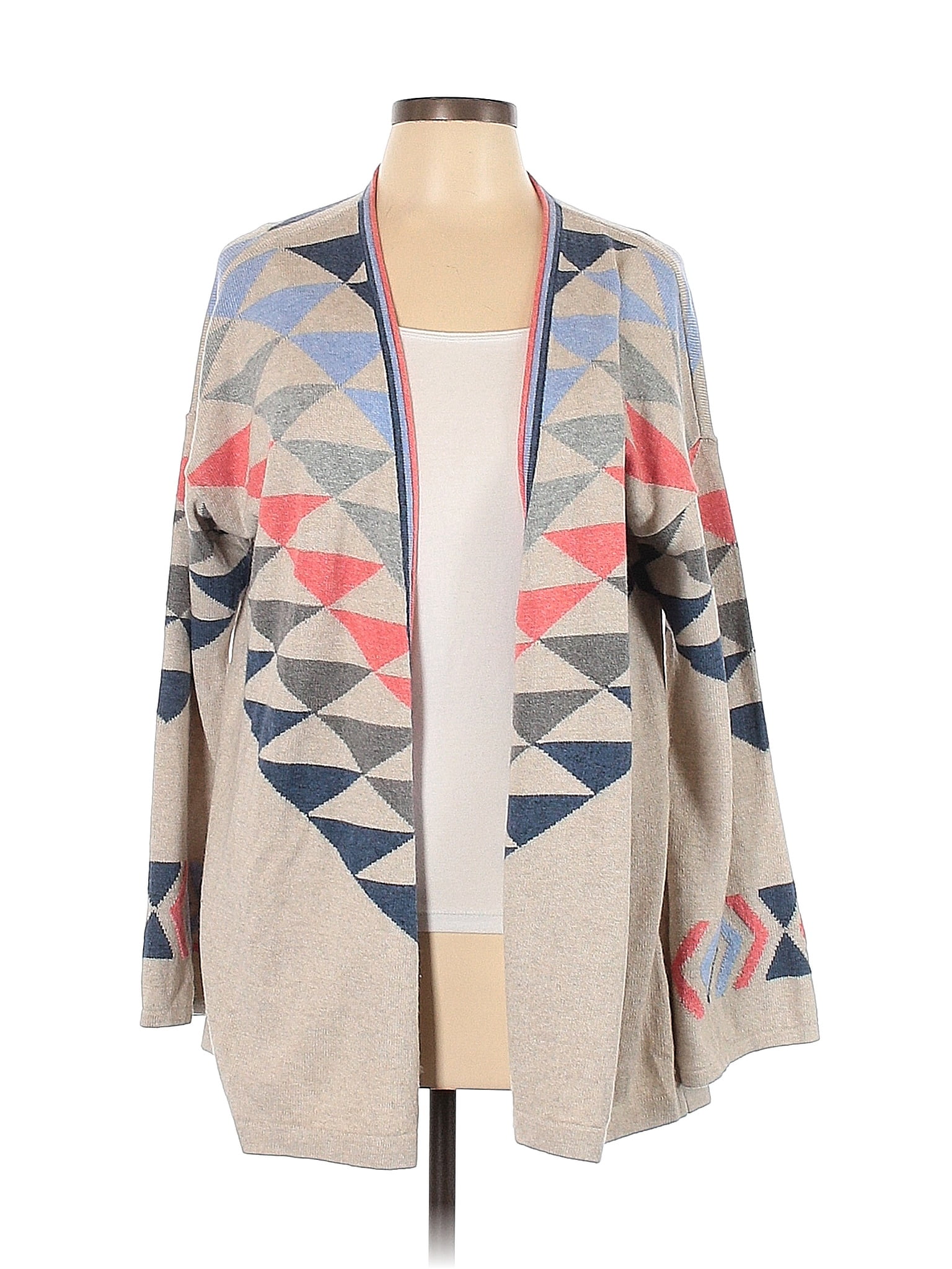 J.Jill Color Block Tan Gray Cardigan Size L - 60% off | thredUP