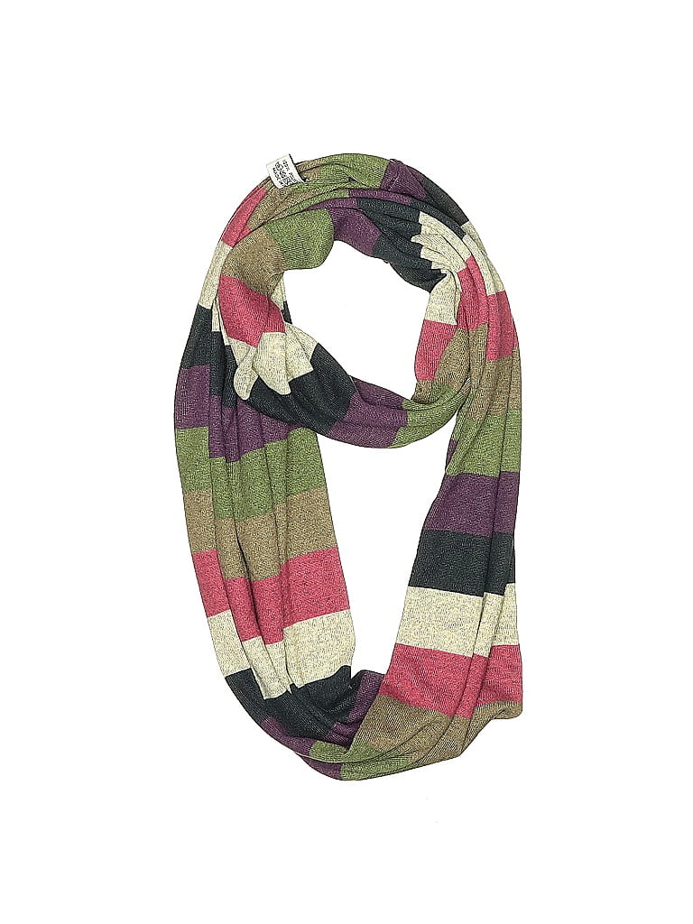 Tickled Pink 100% Polyester Stripes Multi Color Green Scarf One Size ...