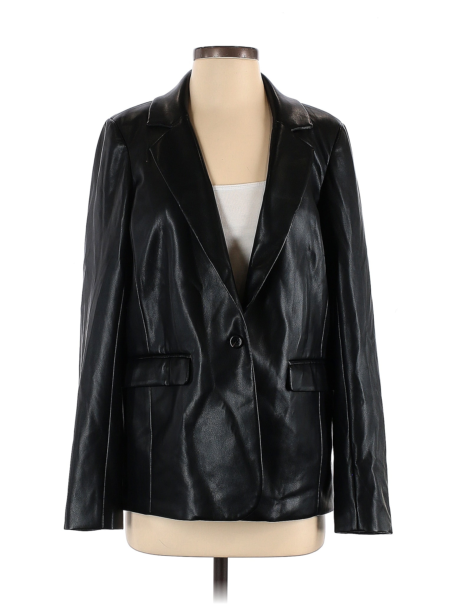 Abercrombie & Fitch 100% Polyester Solid Black Faux Leather Jacket Size S - 65% off | thredUP