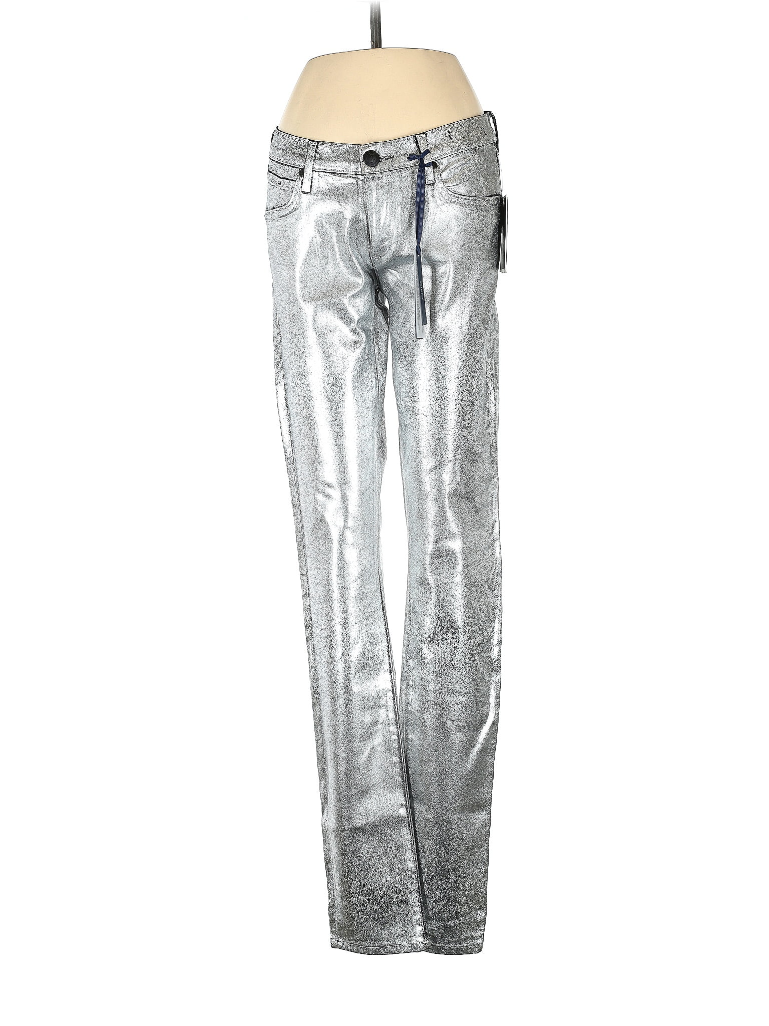 Juicy Jean Couture Solid Metallic Silver Jeans 26 Waist - 77% off | thredUP