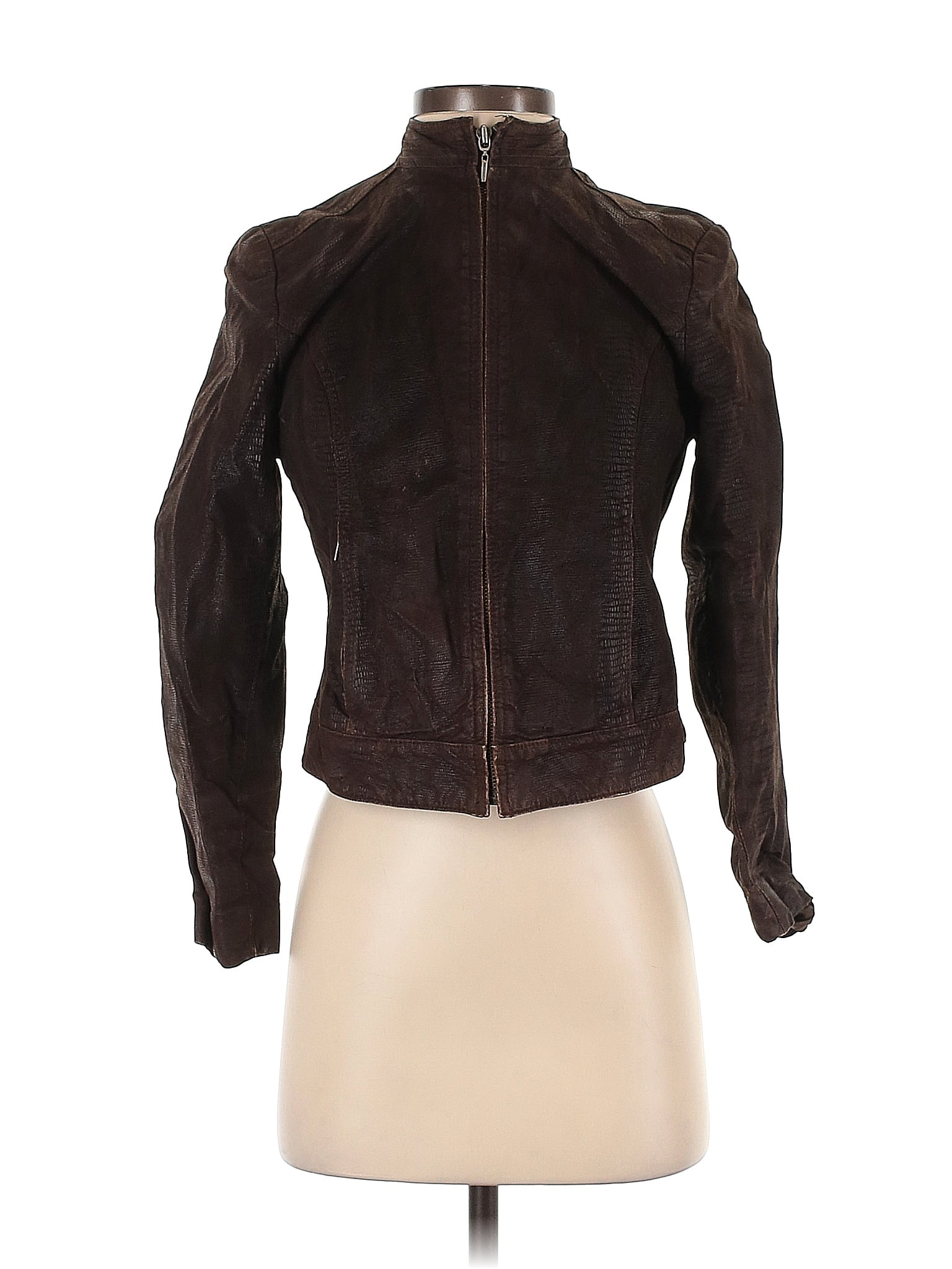 Valerie Stevens 100% Leather Solid Brown Leather Jacket Size S (Petite ...