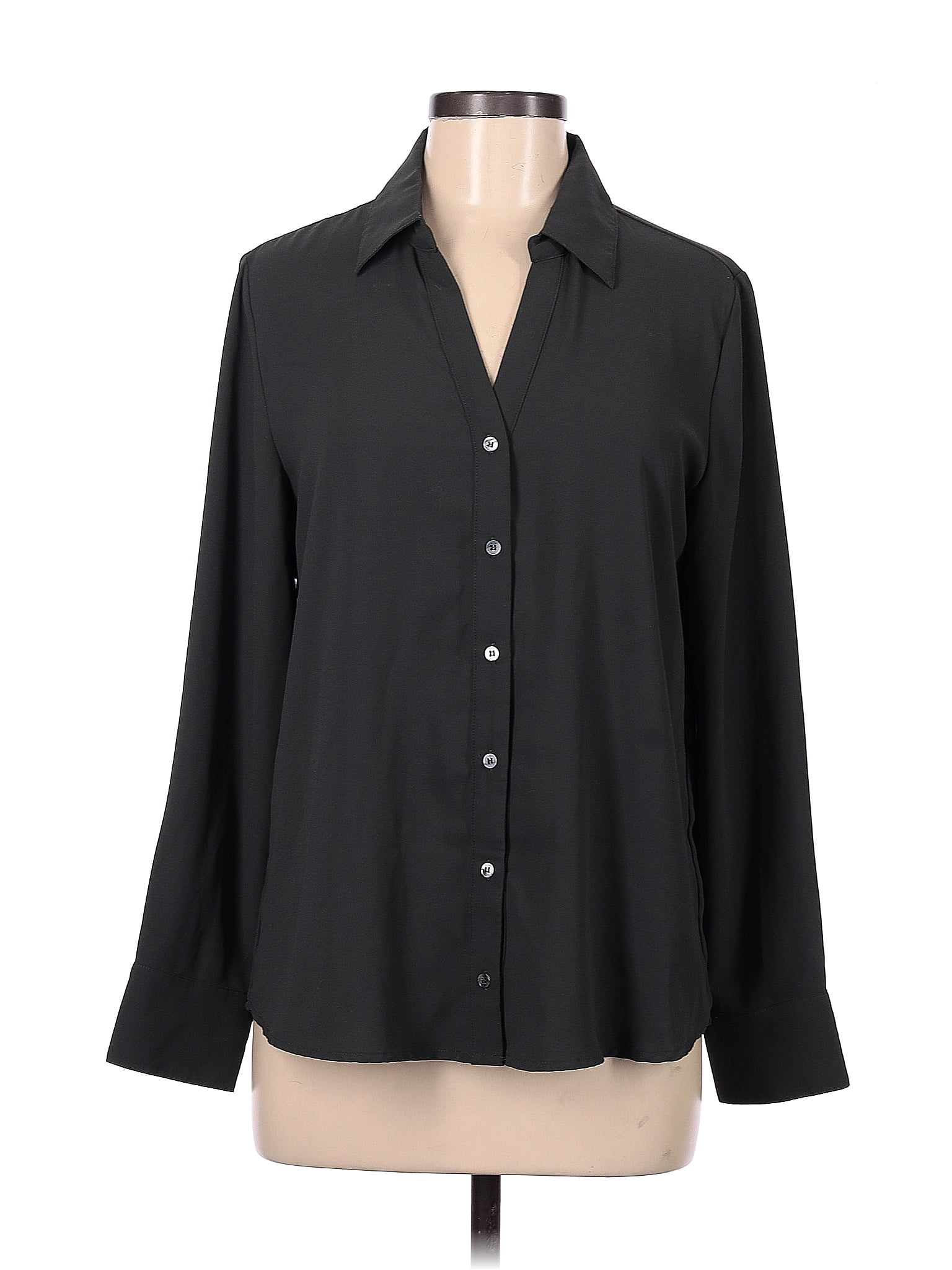 41hawthorn 100 Polyester Polka Dots Black Long Sleeve Blouse Size M