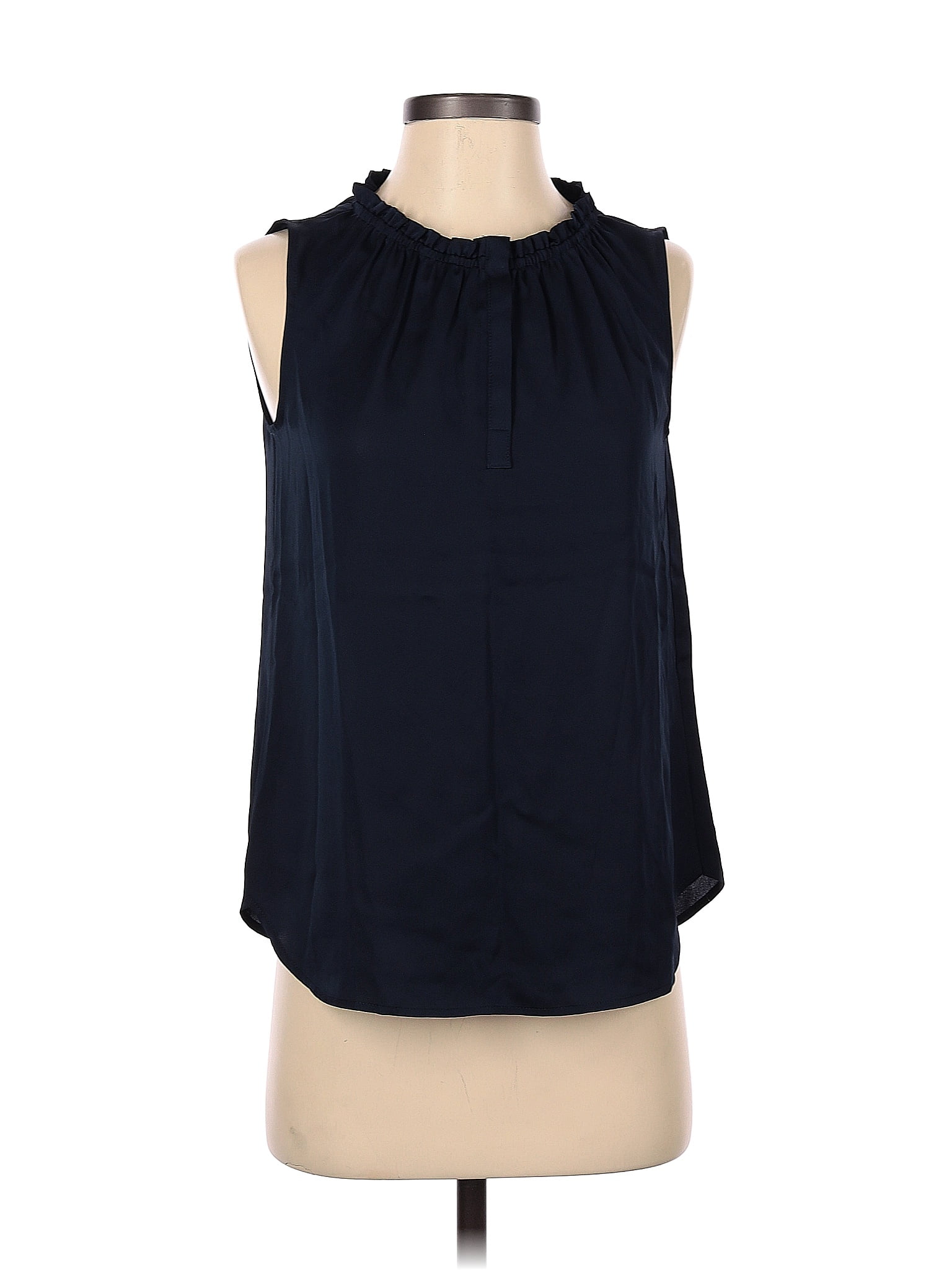 Ann Taylor 100 Polyester Solid Navy Blue Sleeveless Blouse Size 2