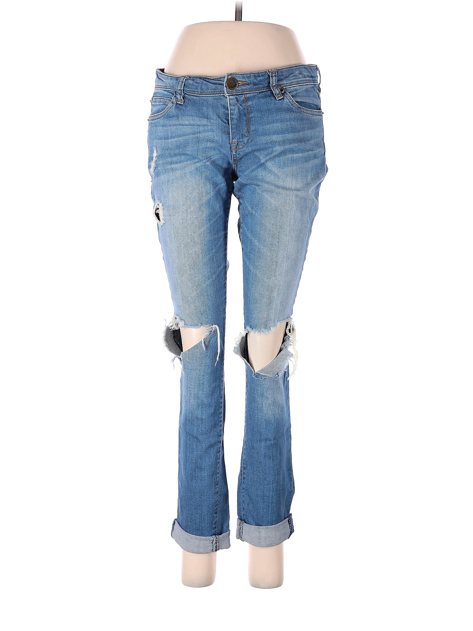 Life in Progress Solid Blue Jeans 27 Waist - 52% off | thredUP