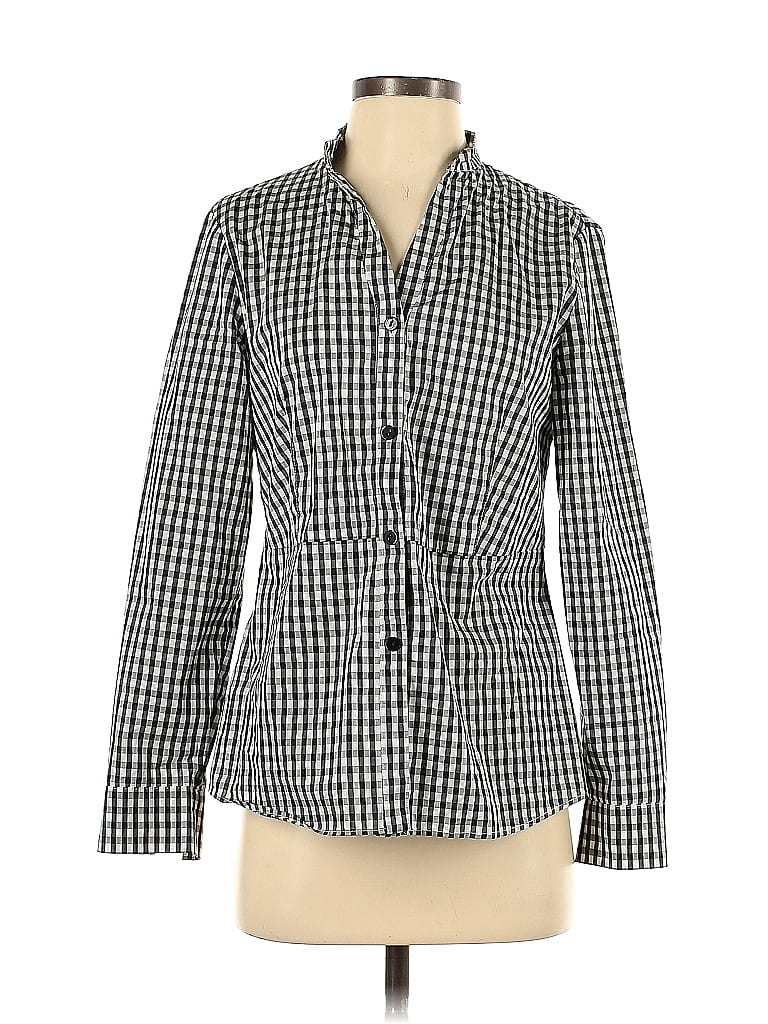 Elena Miro Checkered-gingham Black Long Sleeve Button-Down Shirt Size 4 - 82% off | ThredUp