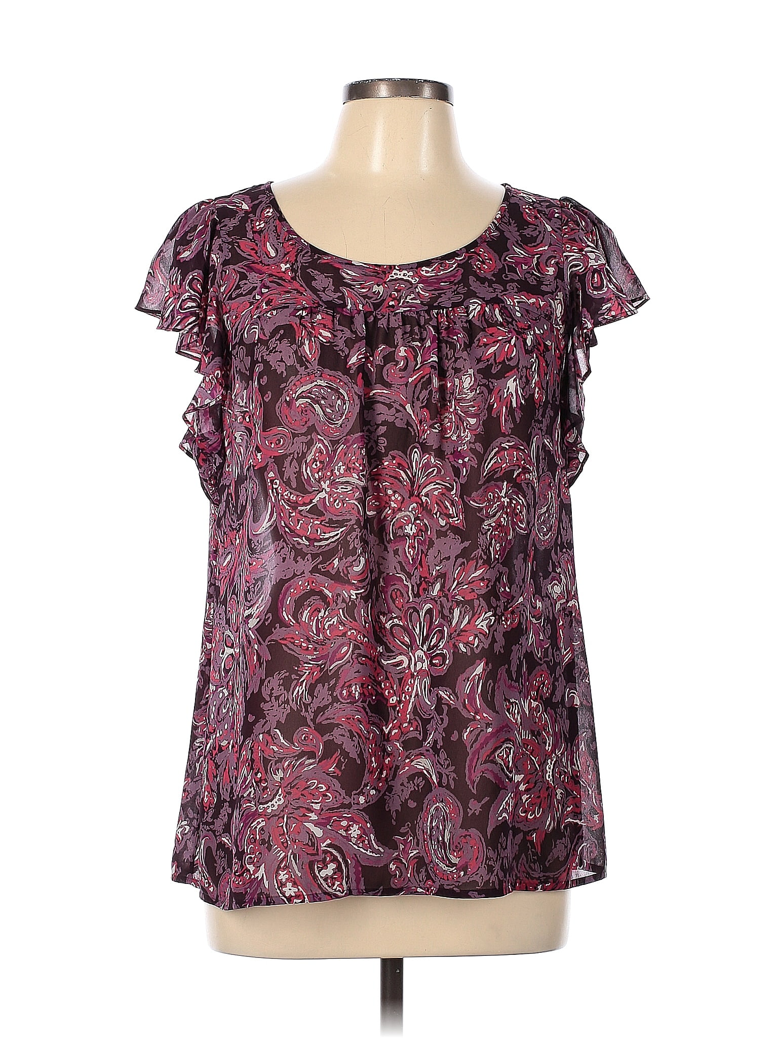 Ann Taylor Loft Outlet 100 Polyester Paisley Multi Color Purple Short