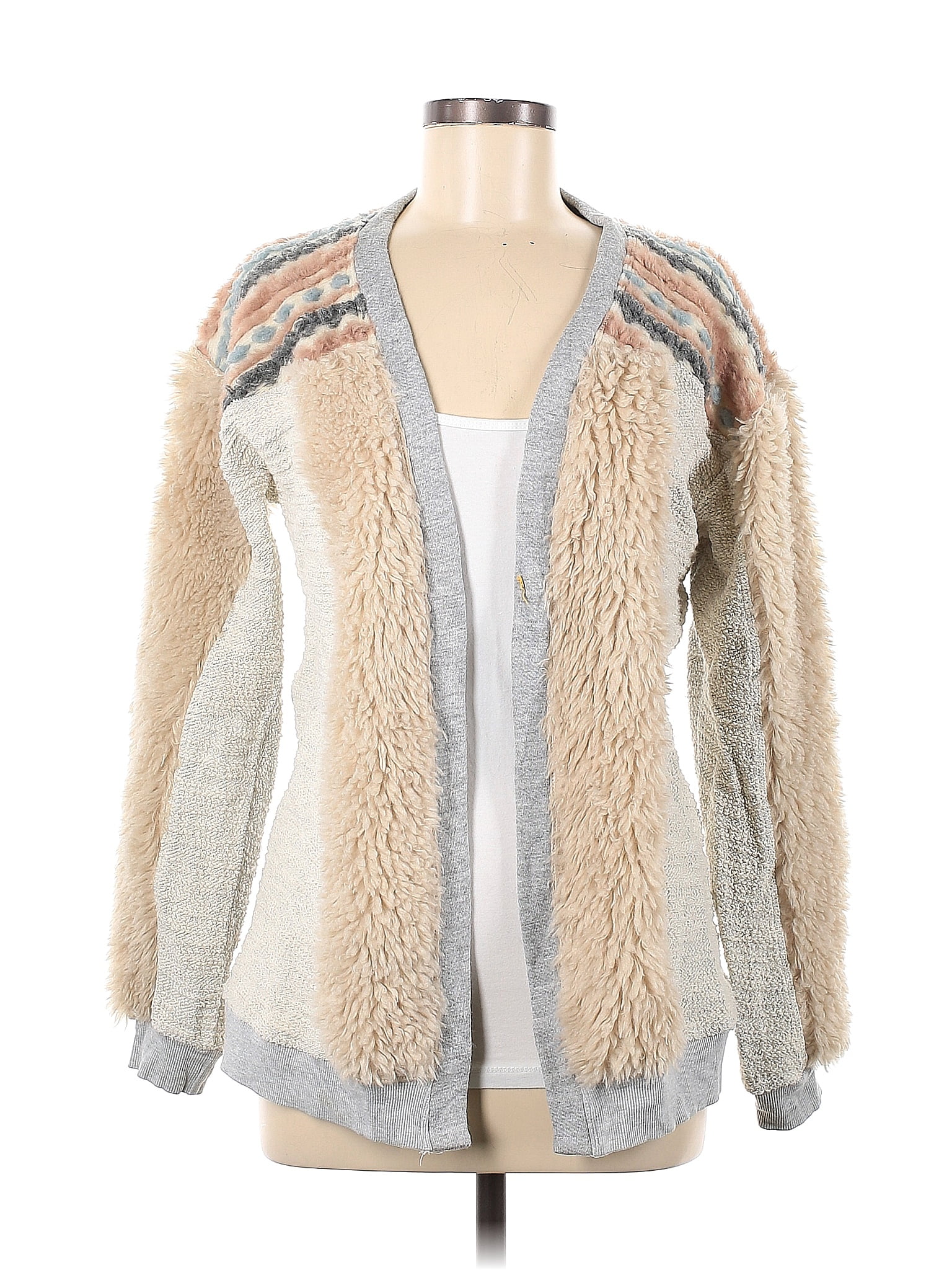 Amadi 100% Polyester Color Block Tan Gray Cardigan Size S - 74% off ...